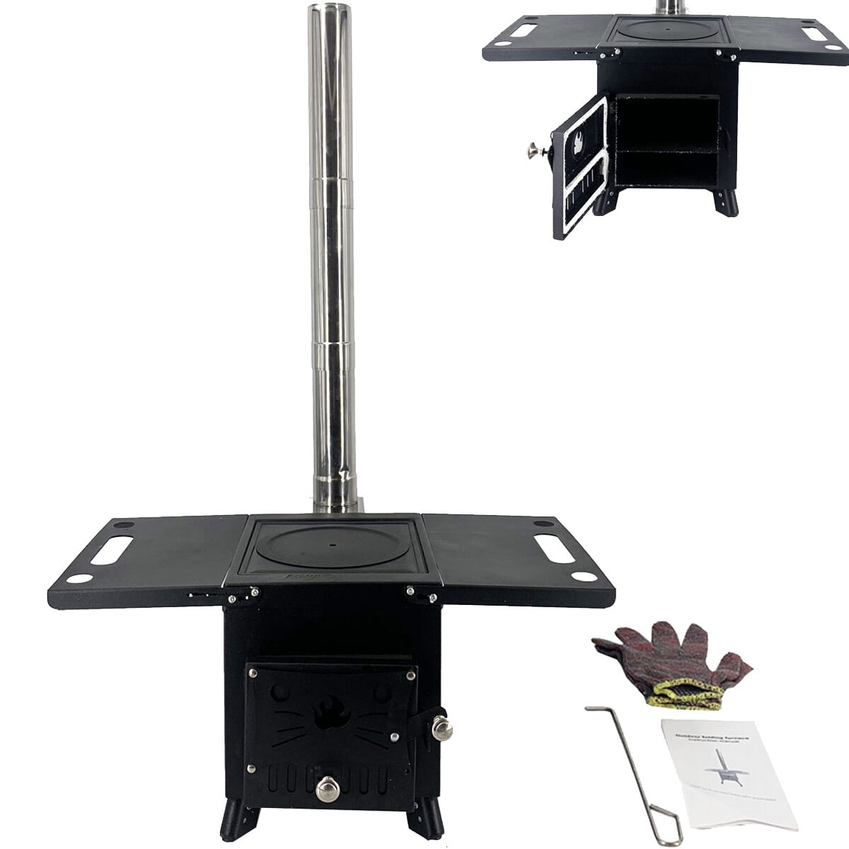 Outdoor Wood Stove Cast Iron Portable Camping - Pipe For Vented Tent ...