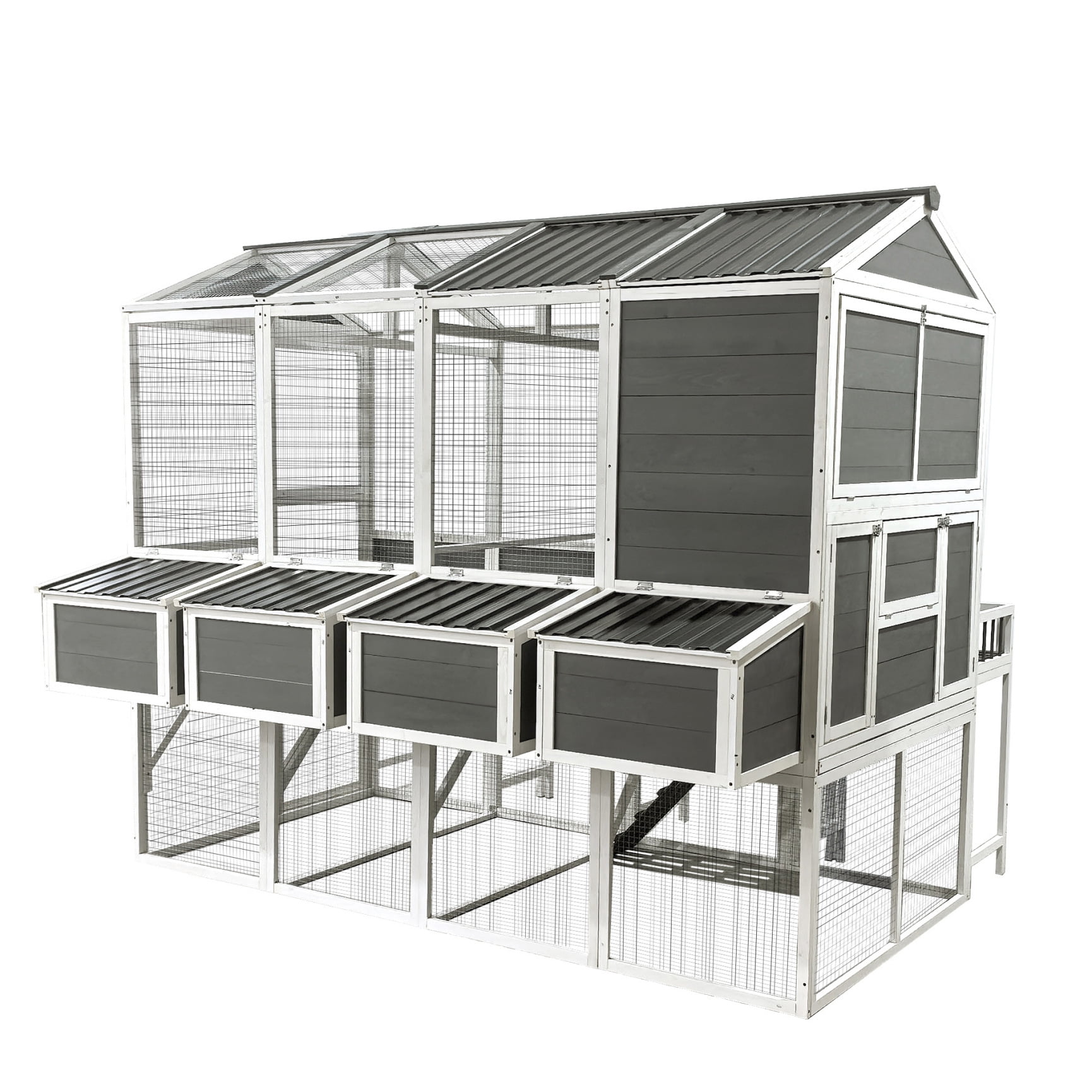 Outdoor Wooden Chicken Coop for 10 Chickens, Large Hen House Poultry ...