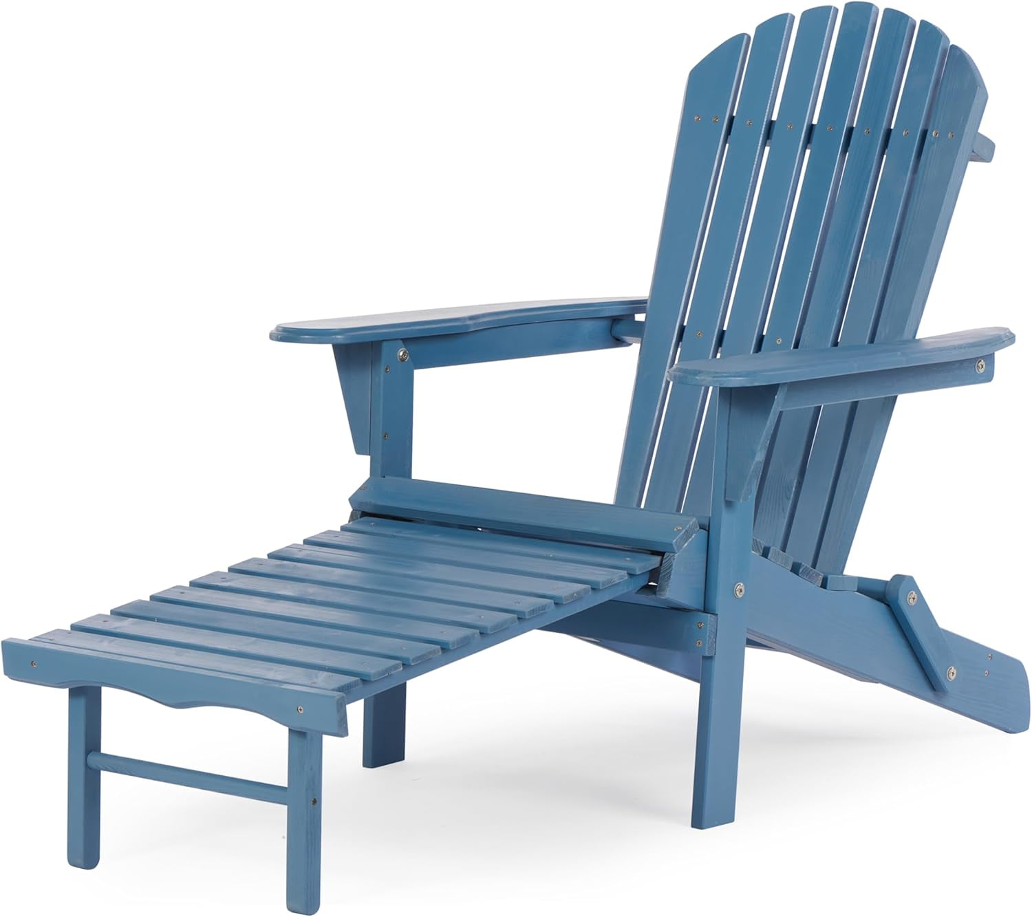 Outdoor Wooden Folding Adirondack Chair with Retractable Ottoman, Pre ...