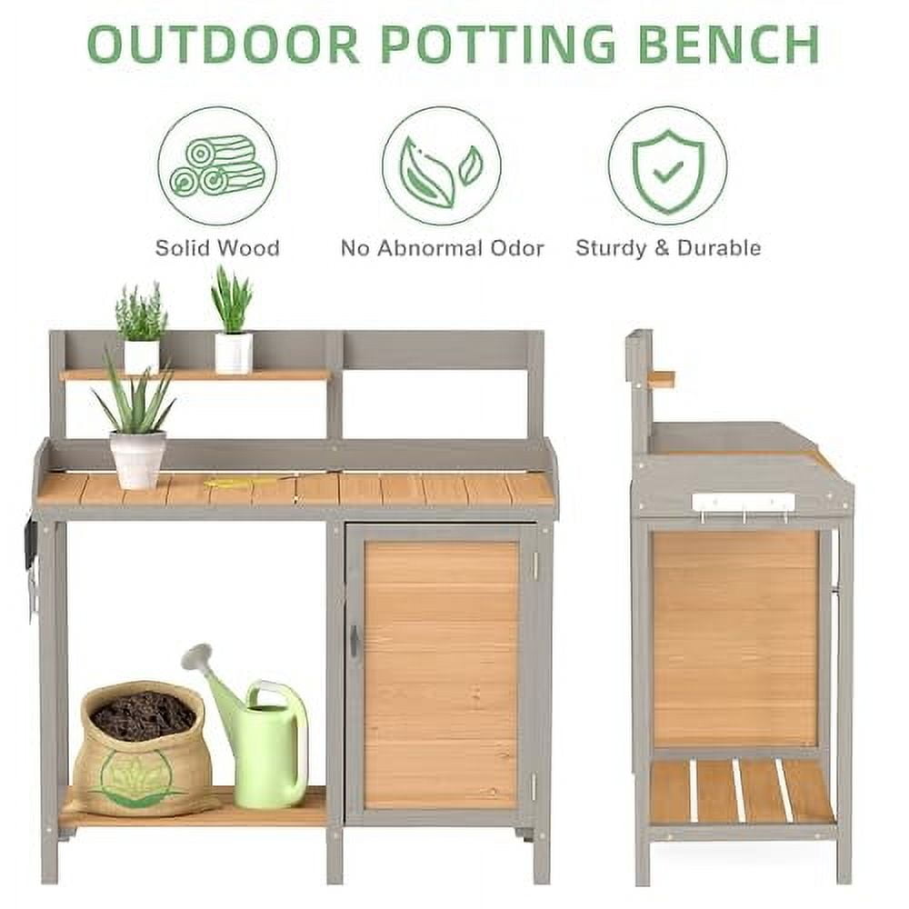 Outdoor Wooden Potting Bench Table with Sink, Garden Table Work Bench ...