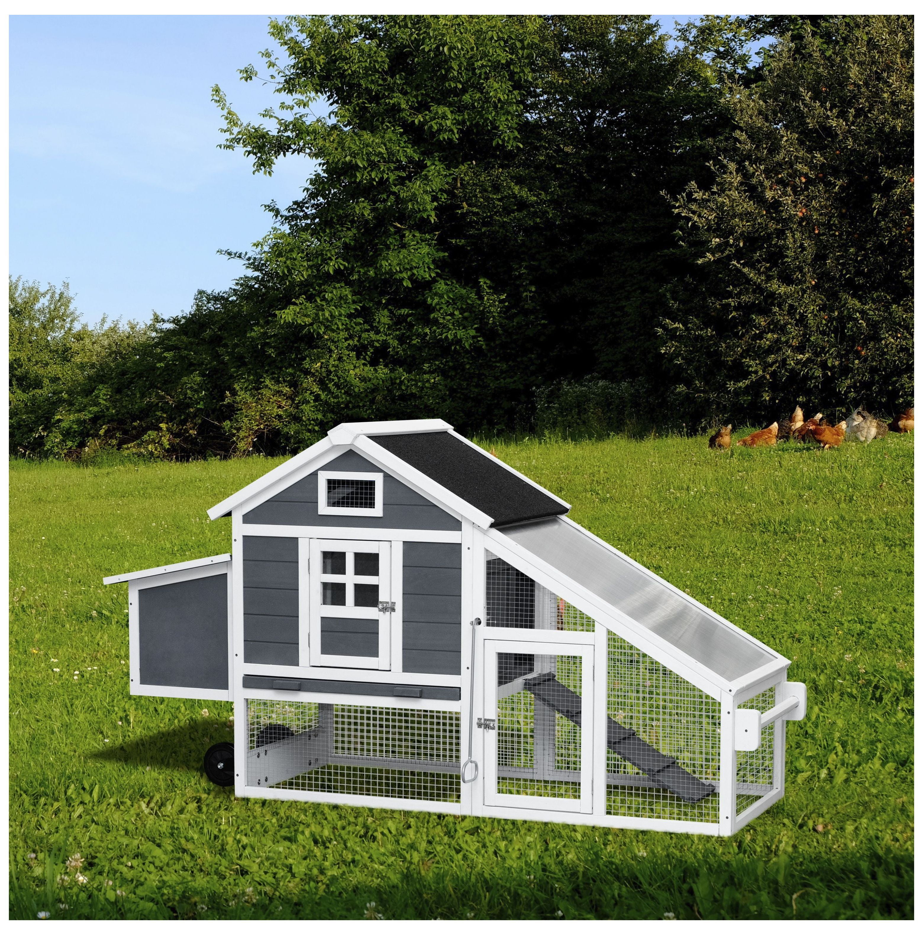 Outdoor Wooden Rabbit Hutch with Removable Tray and Wheels - Eco ...