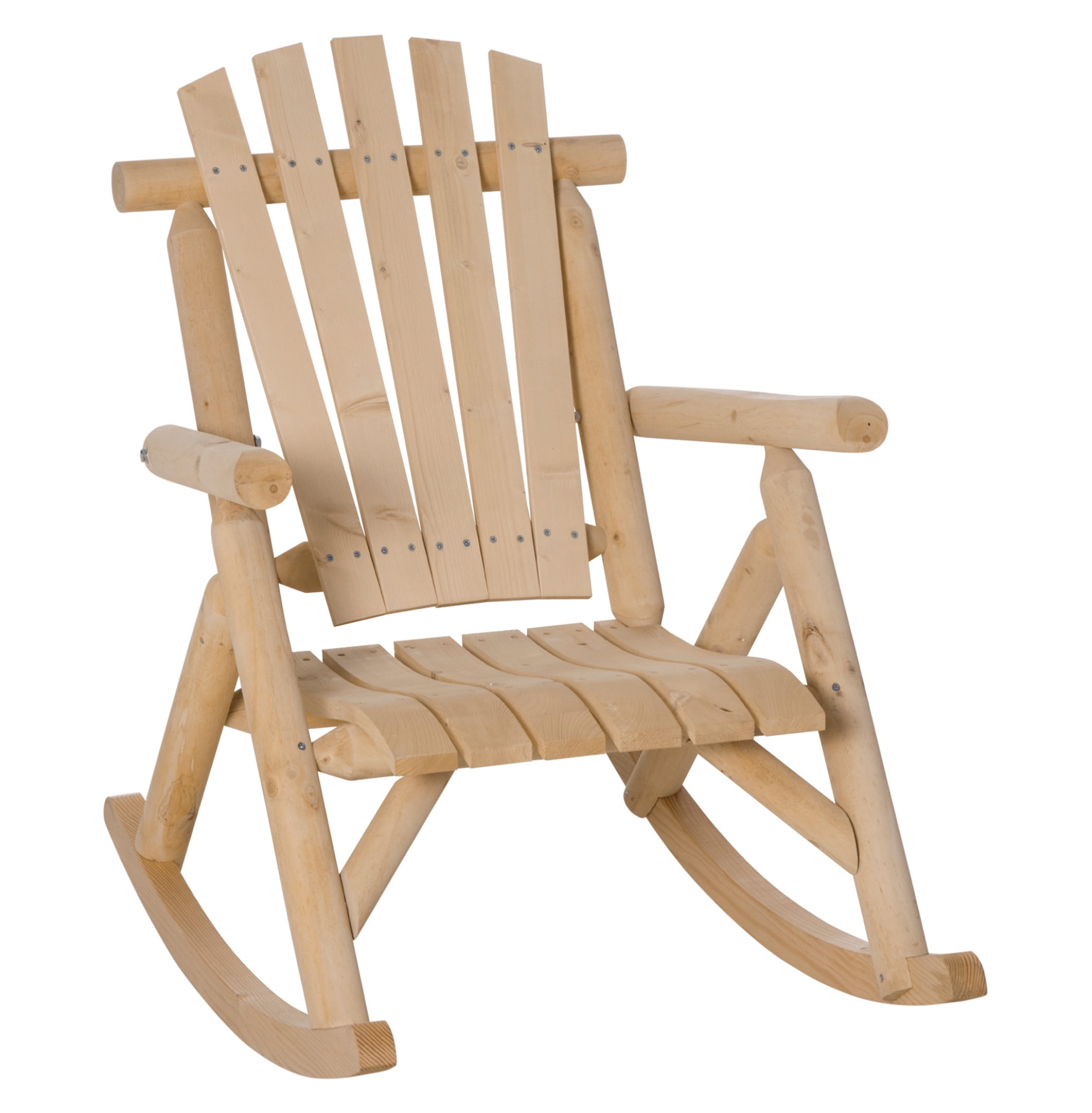 Outdoor Wooden Rocking Chair, Single-Person Rustic Adirondack Rocker ...