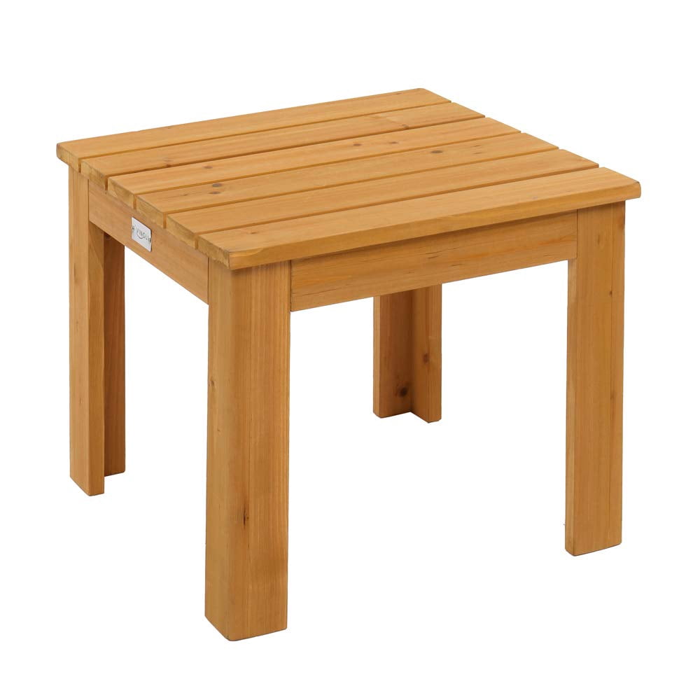 Outdoor Wooden Side Table, 18" Square Adirondack Design, Natural Fir ...