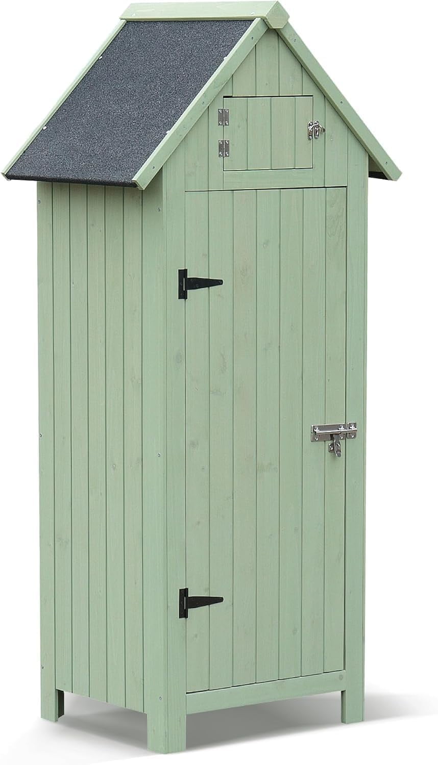 Outdoor Wooden Storage Cabinet Garden Shed Outside Wood Tool Organizer ...