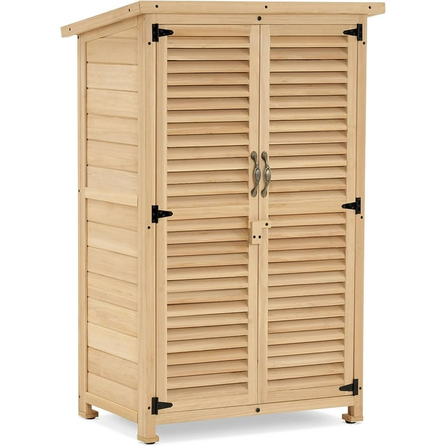 Outdoor Wooden Storage Cabinet, Garden Tool Shed with Latch, Outside ...