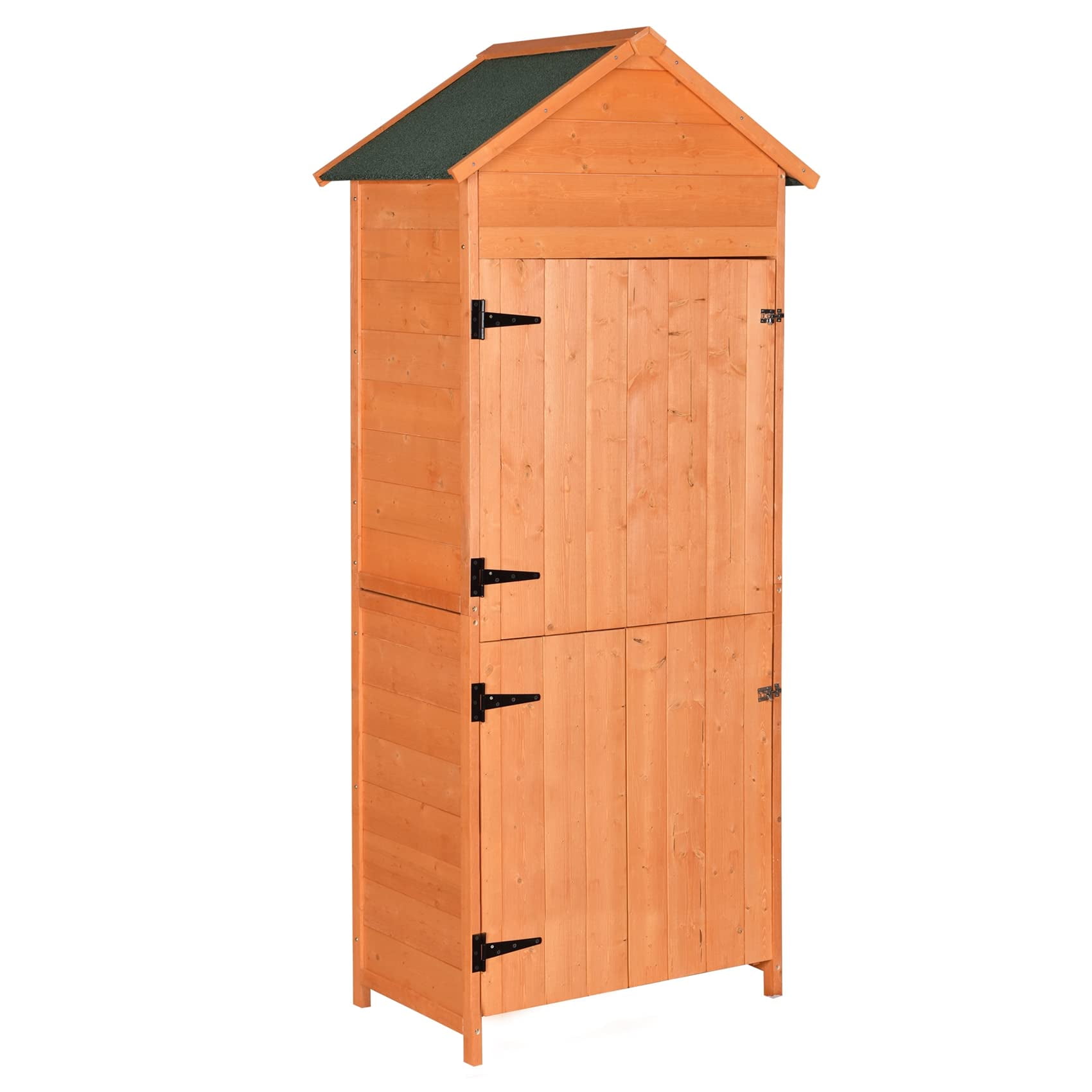 Outdoor Wooden Storage Shed with Floor, Wood Garden Storage Cabinet ...