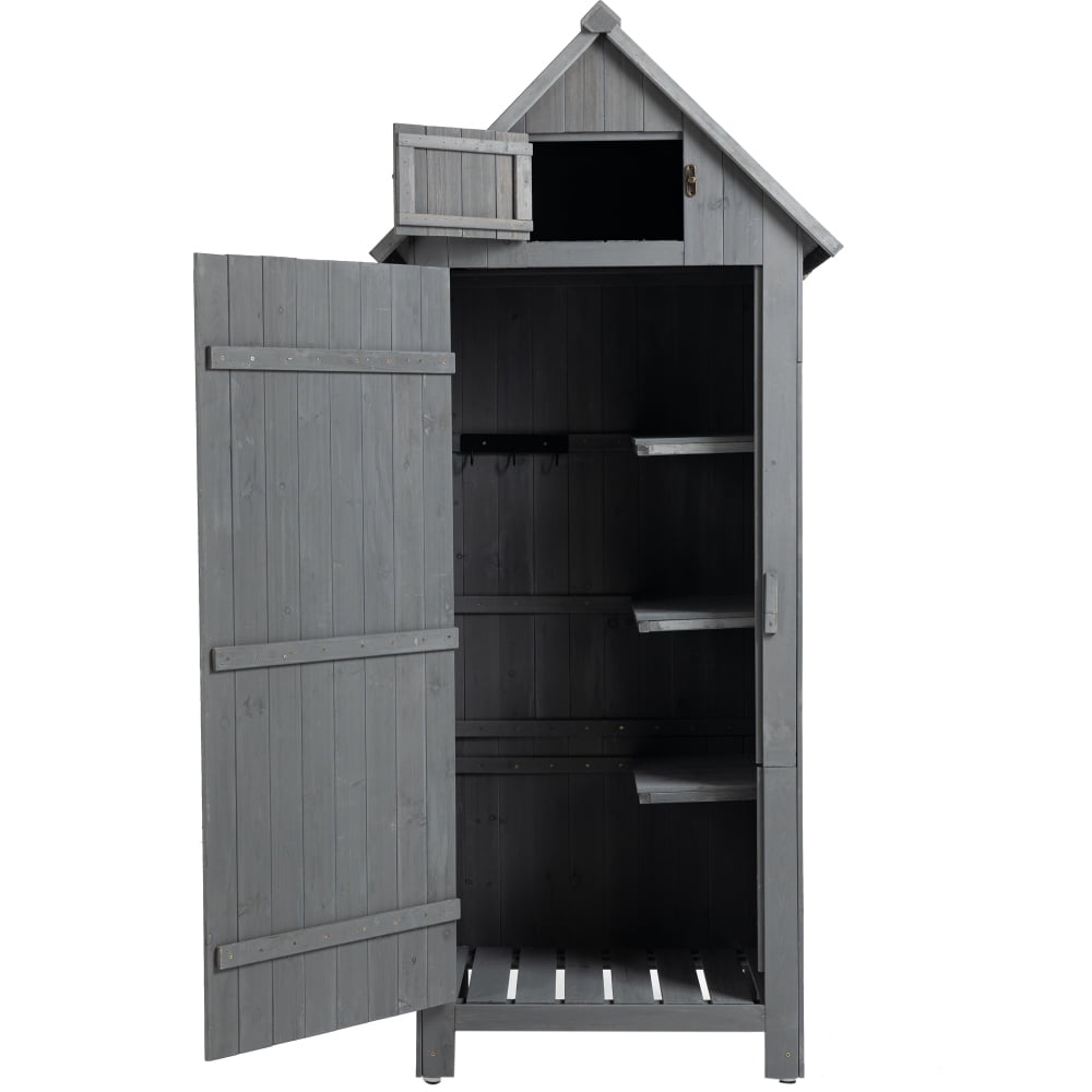 Outdoor Wooden Storage Shed with Sloping Asphalt Roof, Garden Shed ...