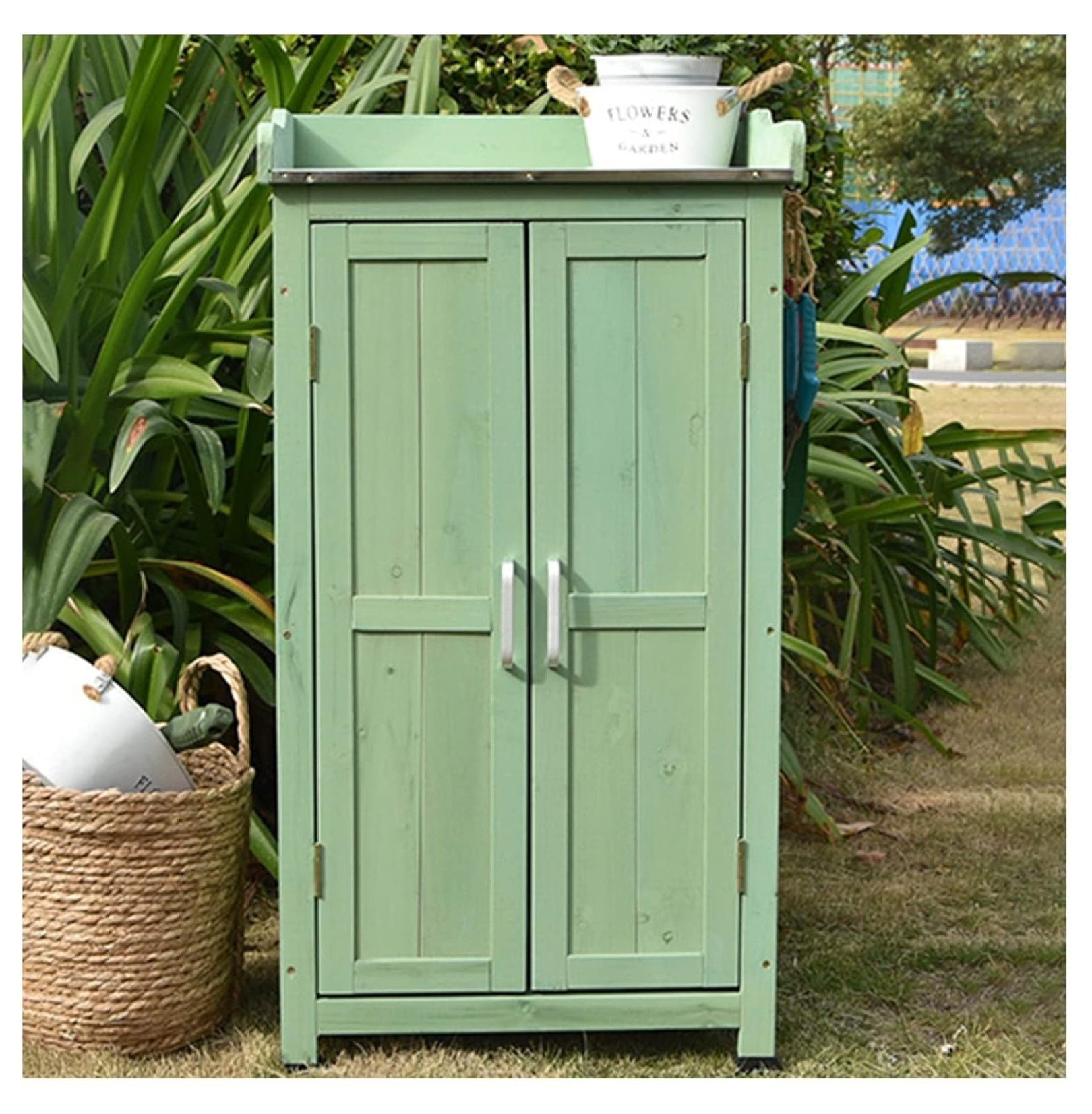 Outdoor Work Station Tablewith Potting Benches Outdoor Storage Cabinet ...