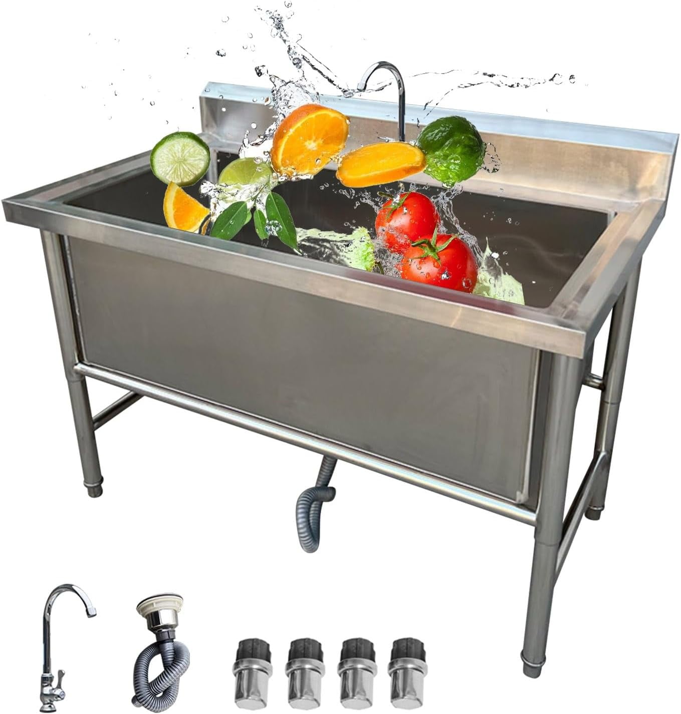 Outdoor Workstation Kitchen Sink Stainless Steel Utility Sink ...