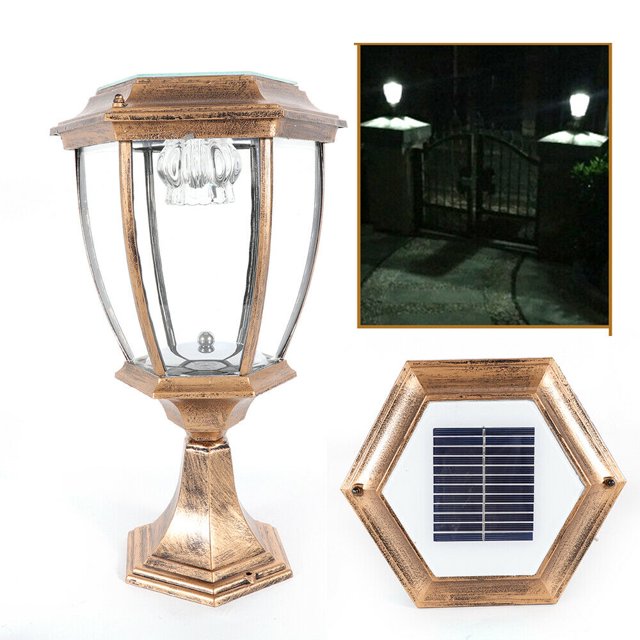 Outdoor Yard Light LED Solar Power Lantern Landscape Pillar Post Lamp ...