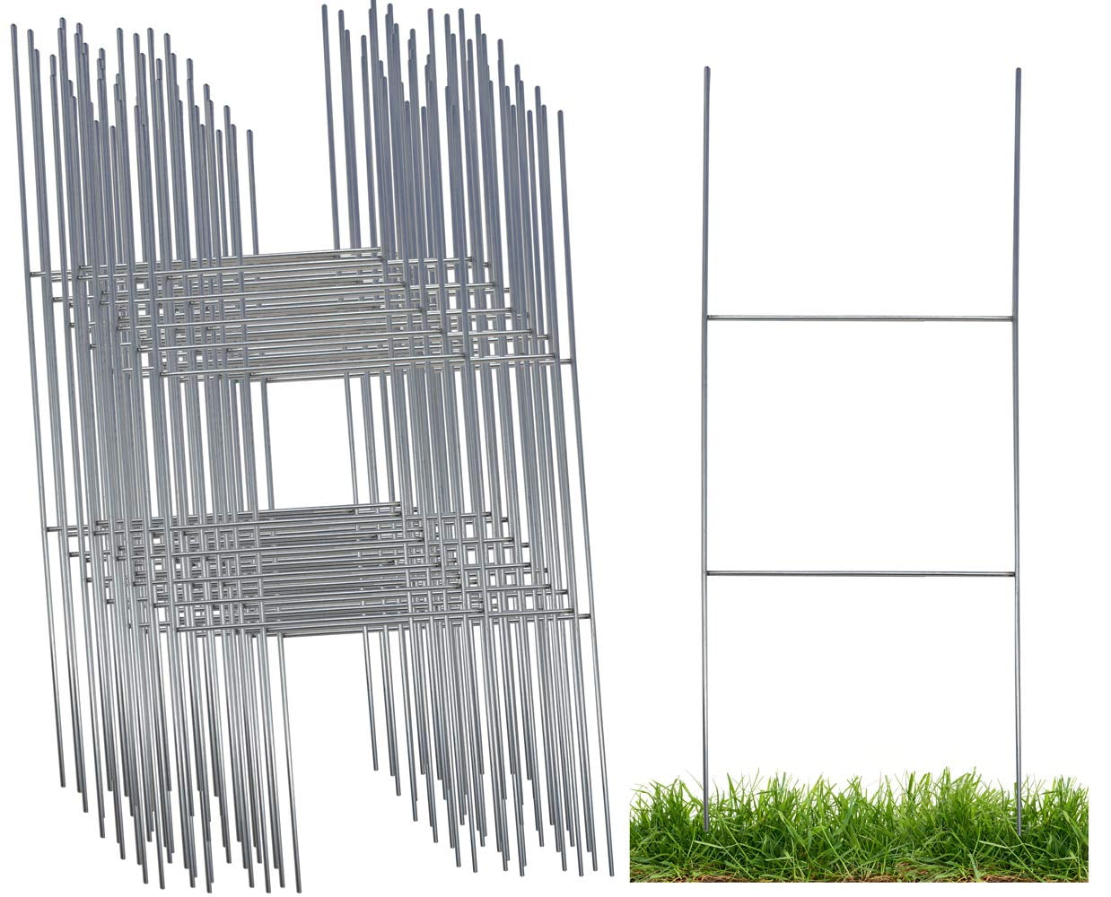 Outdoor Yard Sign Step Stakes, 10x24 Inch H Frame Metal Wire Spikes ...