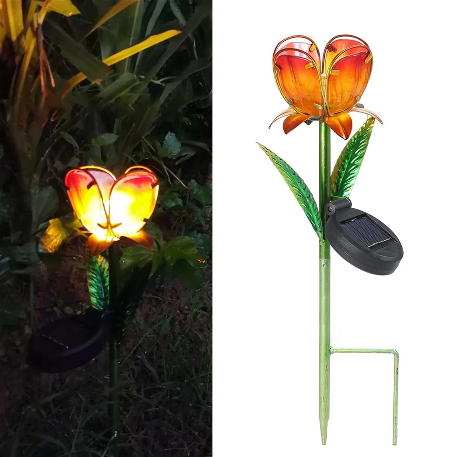 Hxoliqit Solar Glass Flower Lights, LED Outdoor Yard Lights, Waterproof ...