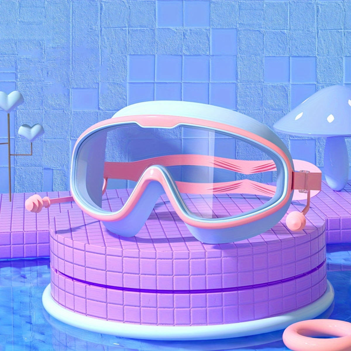 Outdoor boys' swimming goggles, large frame, girls' swimming goggles ...