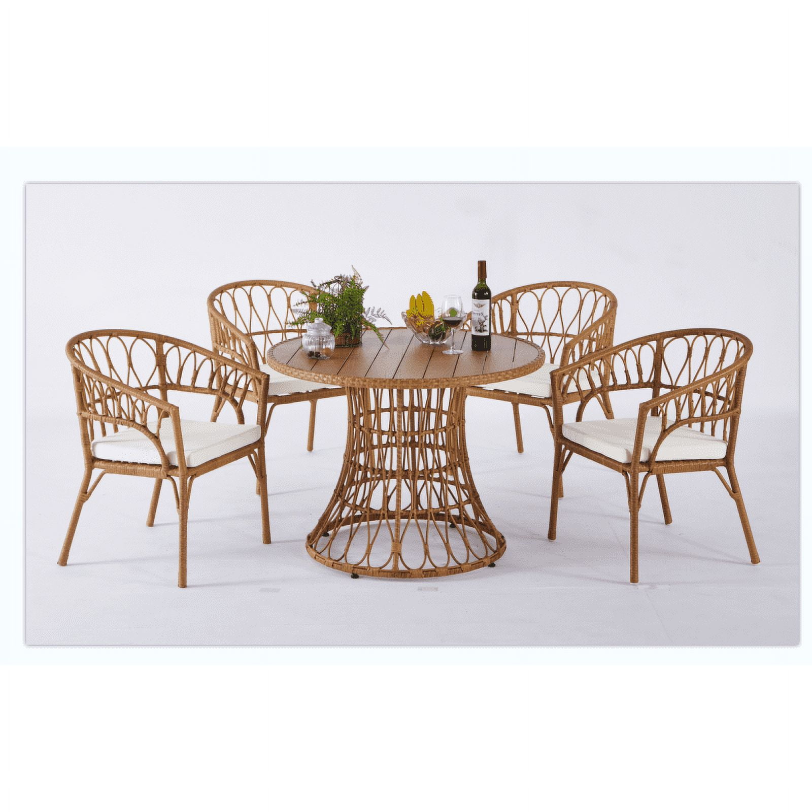 Outdoor dinner simple bamboo woven chair table legs - Walmart.com