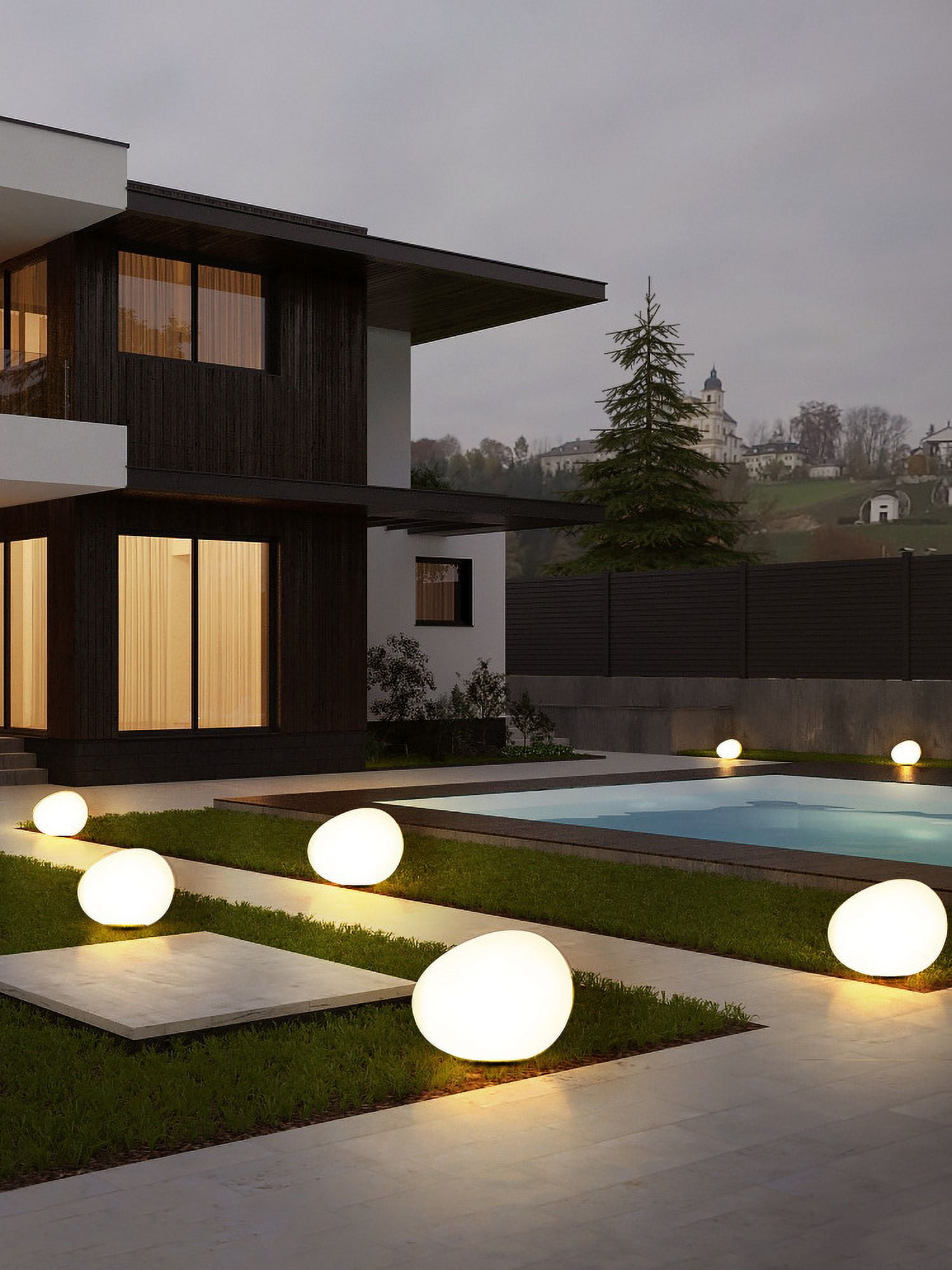 Outdoor lawn lamp cobblestone garden lamp outdoor decoration Garden floor lamp swimming pool ...