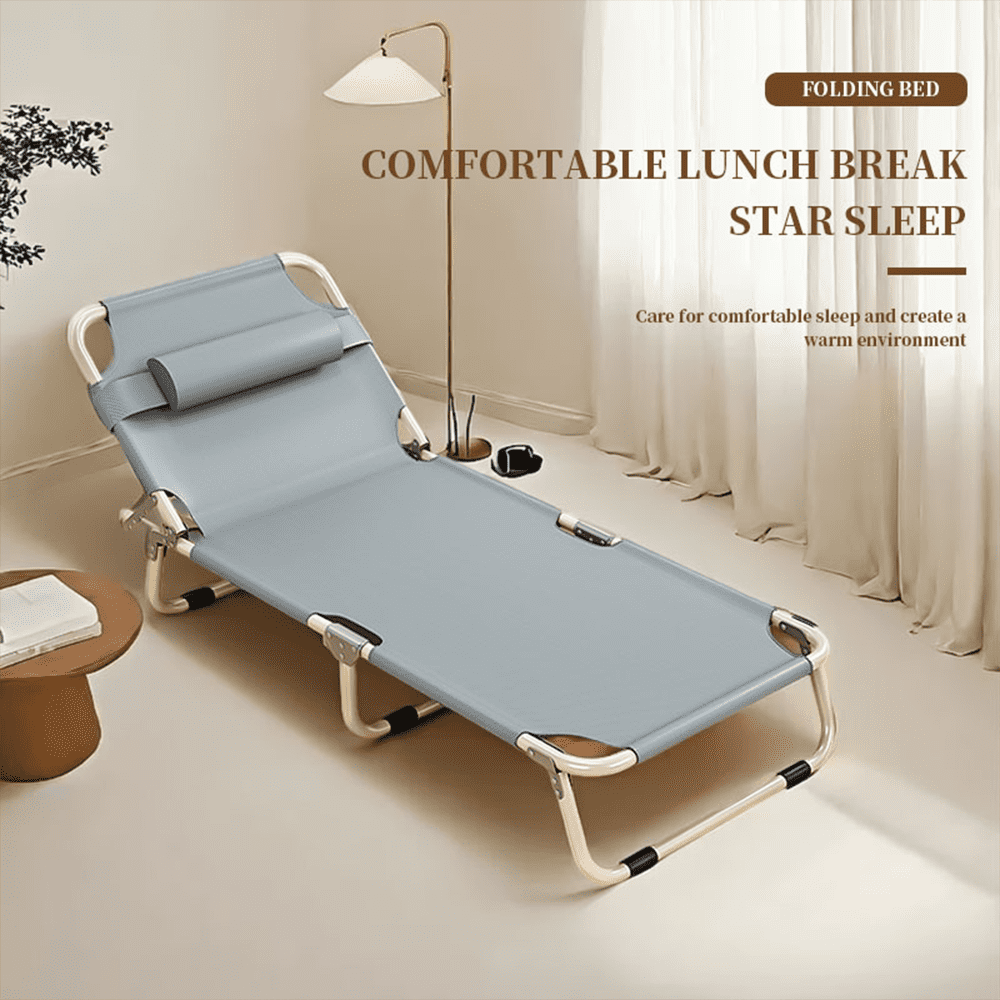 Outdoor lounge metal sun lounger folding bed with rust-proof backrest 4 ...