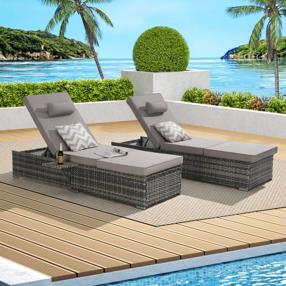 Outdoor loungers (set of 2) with storage Patio pool chairs, outdoor sun ...