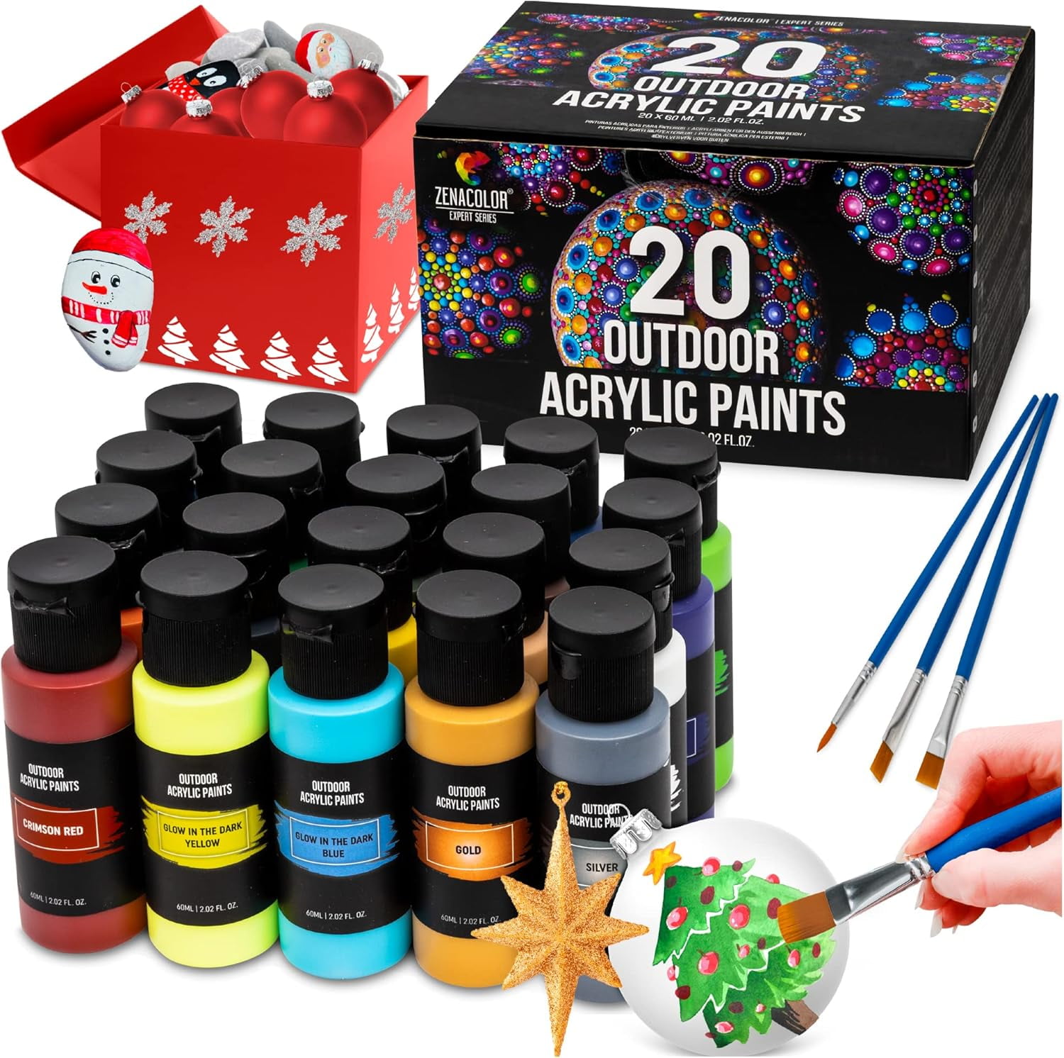 Outdoor multicolor acrylic paint set (2 fl oz)- 20 Tubes - For Woods ...