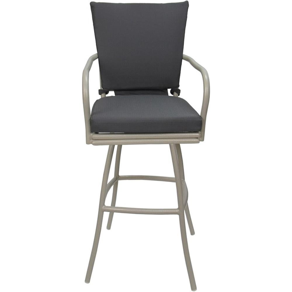 Outdoor or Indoor 30" Bar Stool - Ofir - Dark Gray Linen - Beige ...