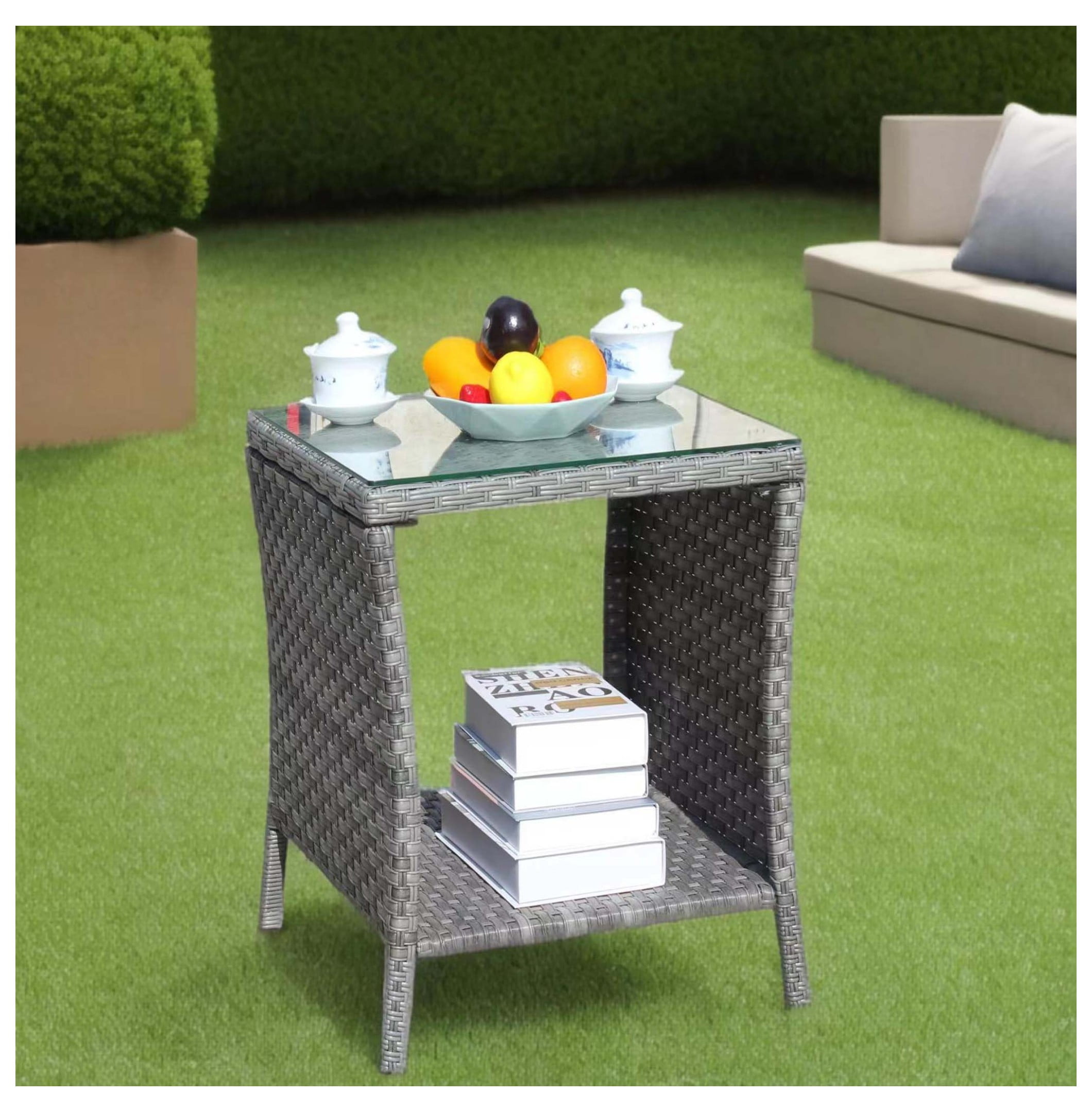 Outdoor patio Furniture 1 Coffee Table with clear tempered glass ...