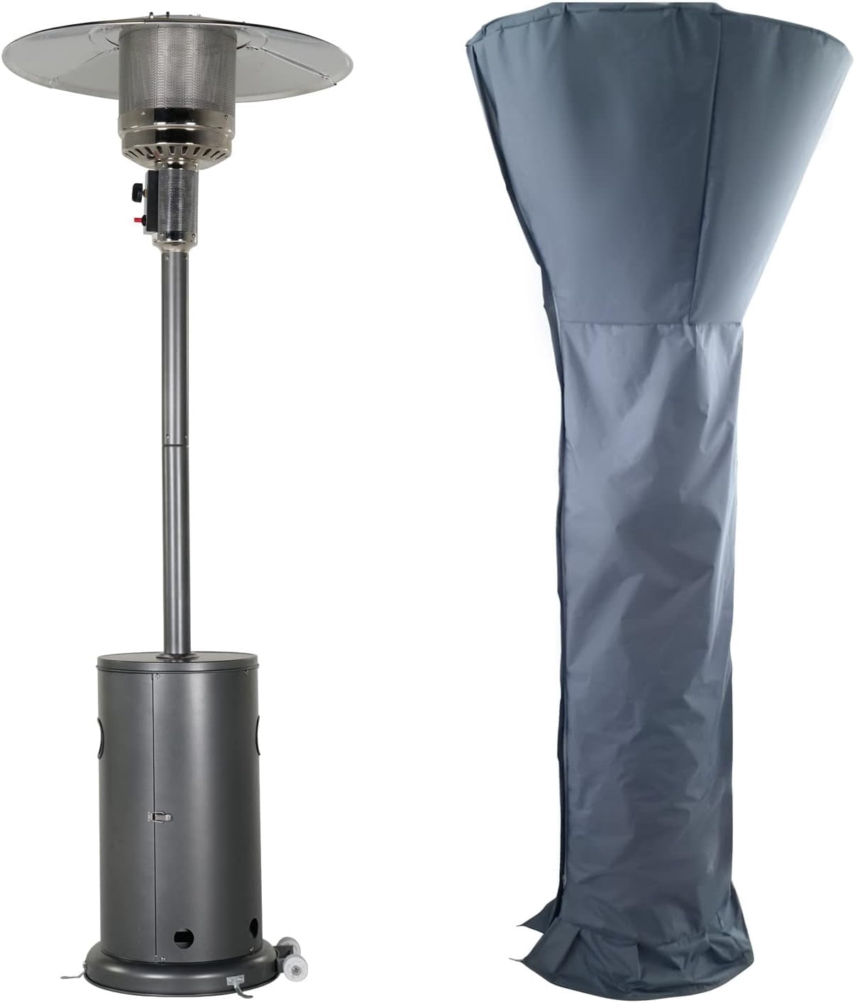 Outdoor patio heater, free-standing pyramid 7' stainless steel LP glass ...