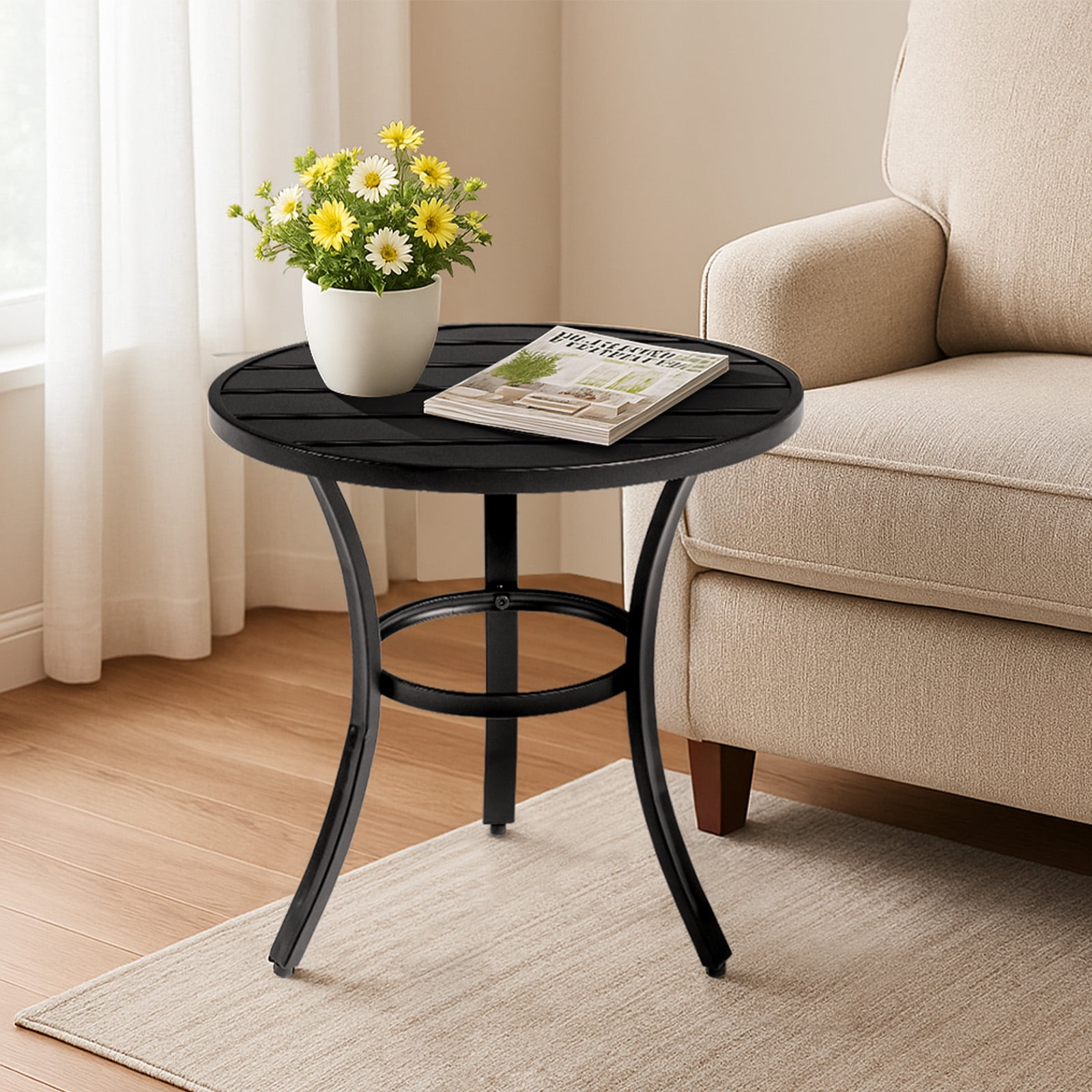 Outdoor round side table, small metal table, courtyard side table ...