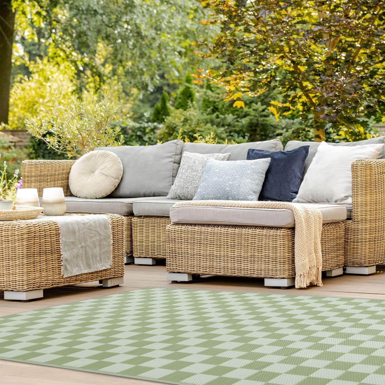 Outdoor rug 5x8ft portable anti-slip plastic straw carpet mat UV ...