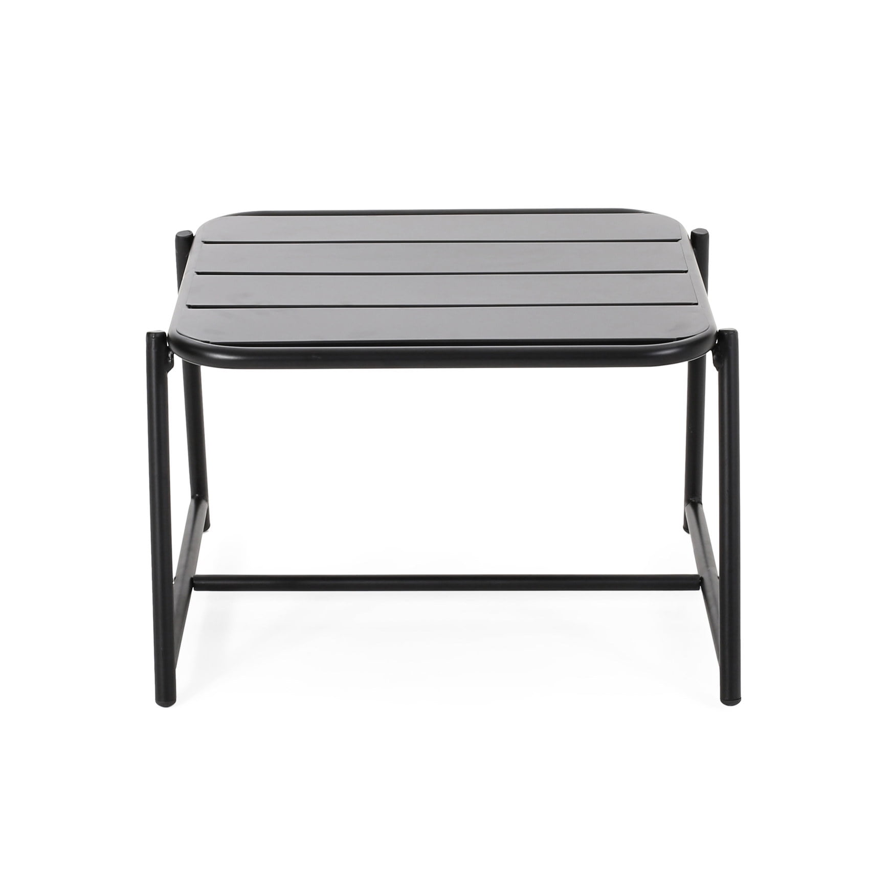 Outdoor side table in matte black iron / In the backyard setting / Adds ...