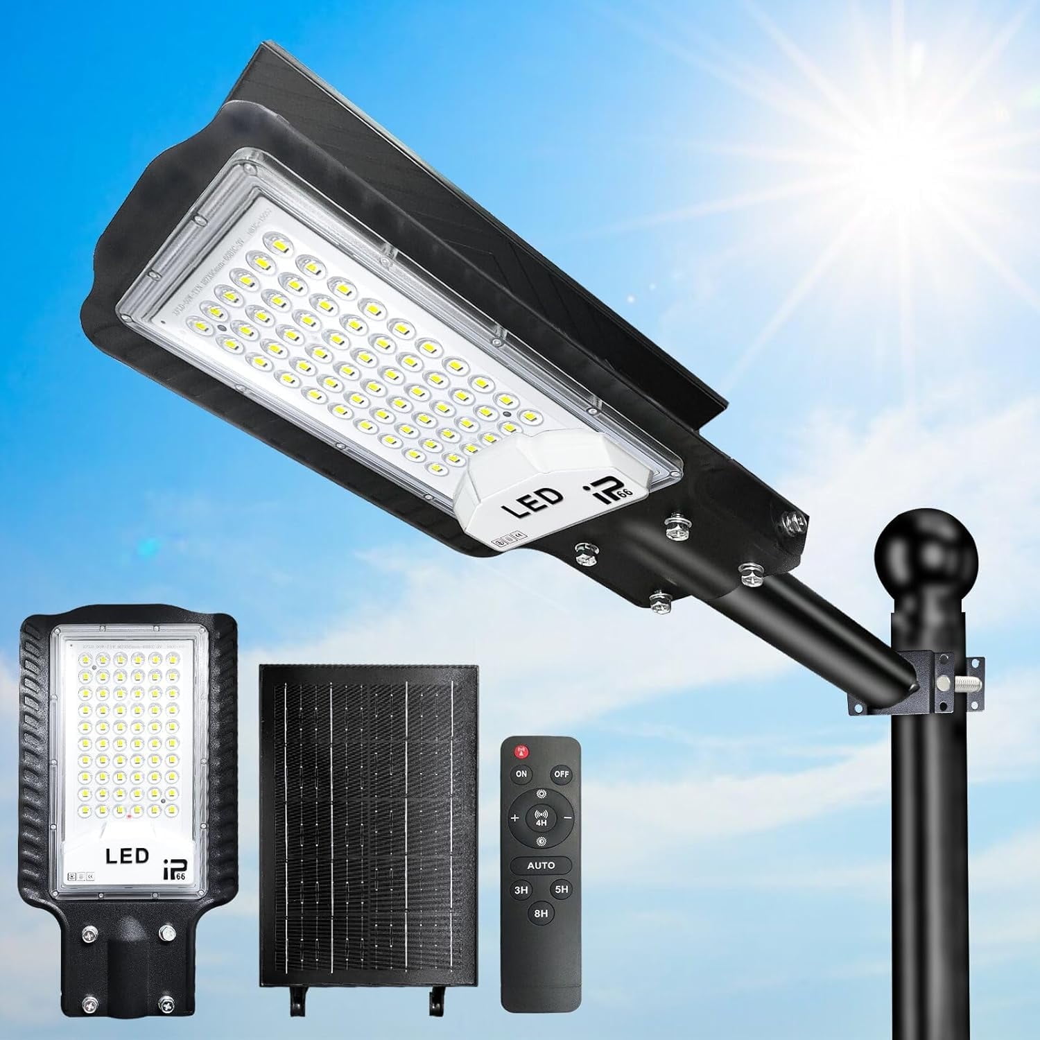 Outdoor solar lights 10000lm, IP66 External solar lamp 6500k, solar ...