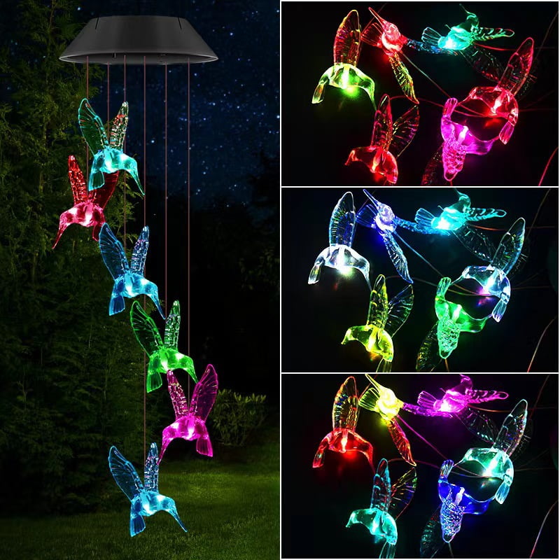 Outdoor solar particle ball Wind Bell light LED Hummingbird light ...