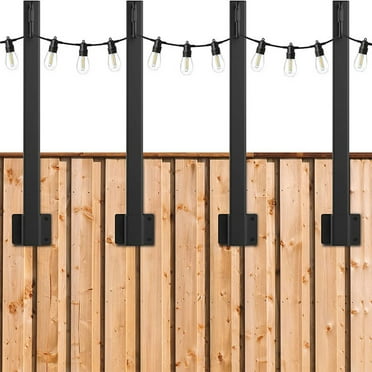 BENTISM 10.6ft Steel String Light Poles, 4 Pack Outdoor Lamp Post with ...