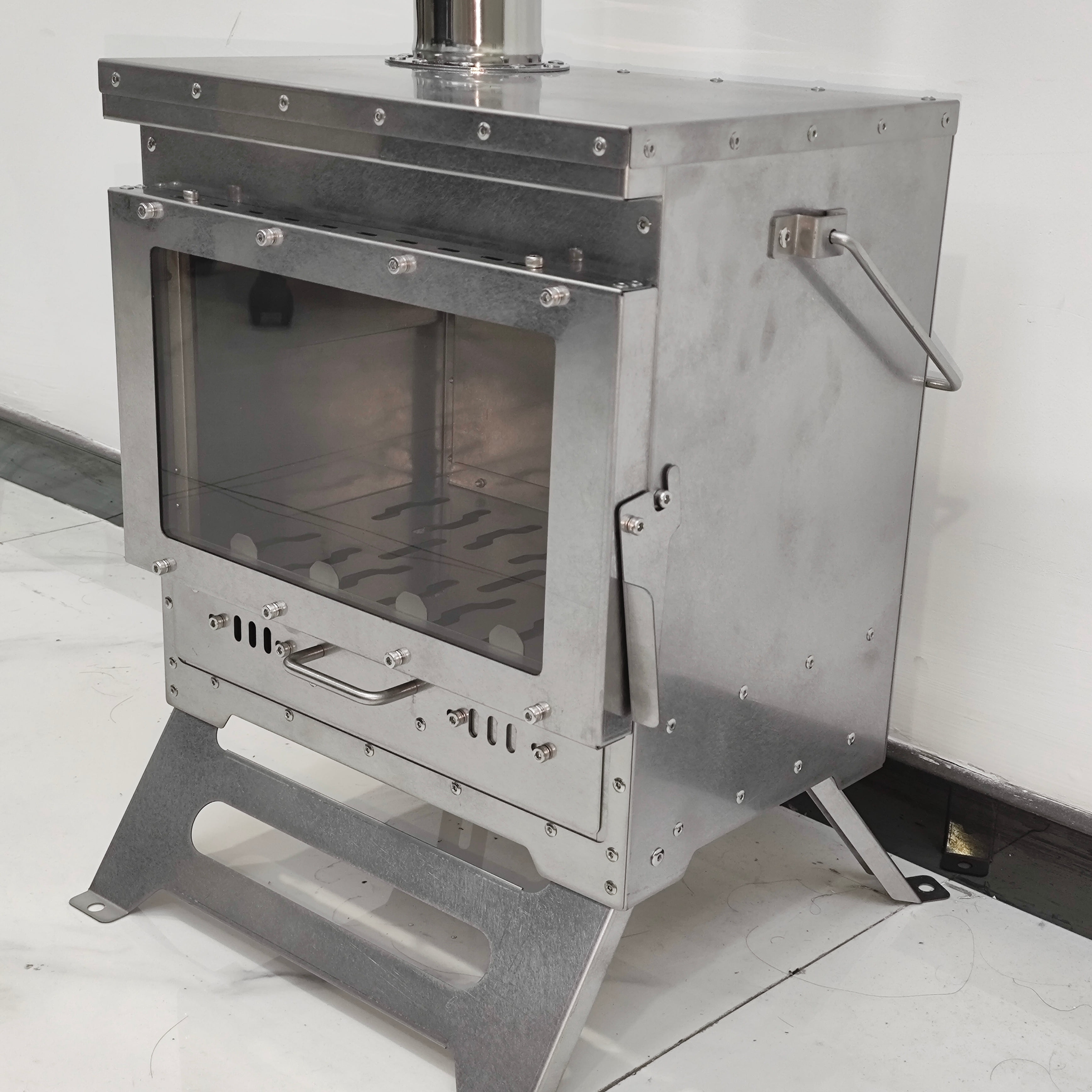 Outdoor wood-burning stainless steel fireplace, portable tent winter ...