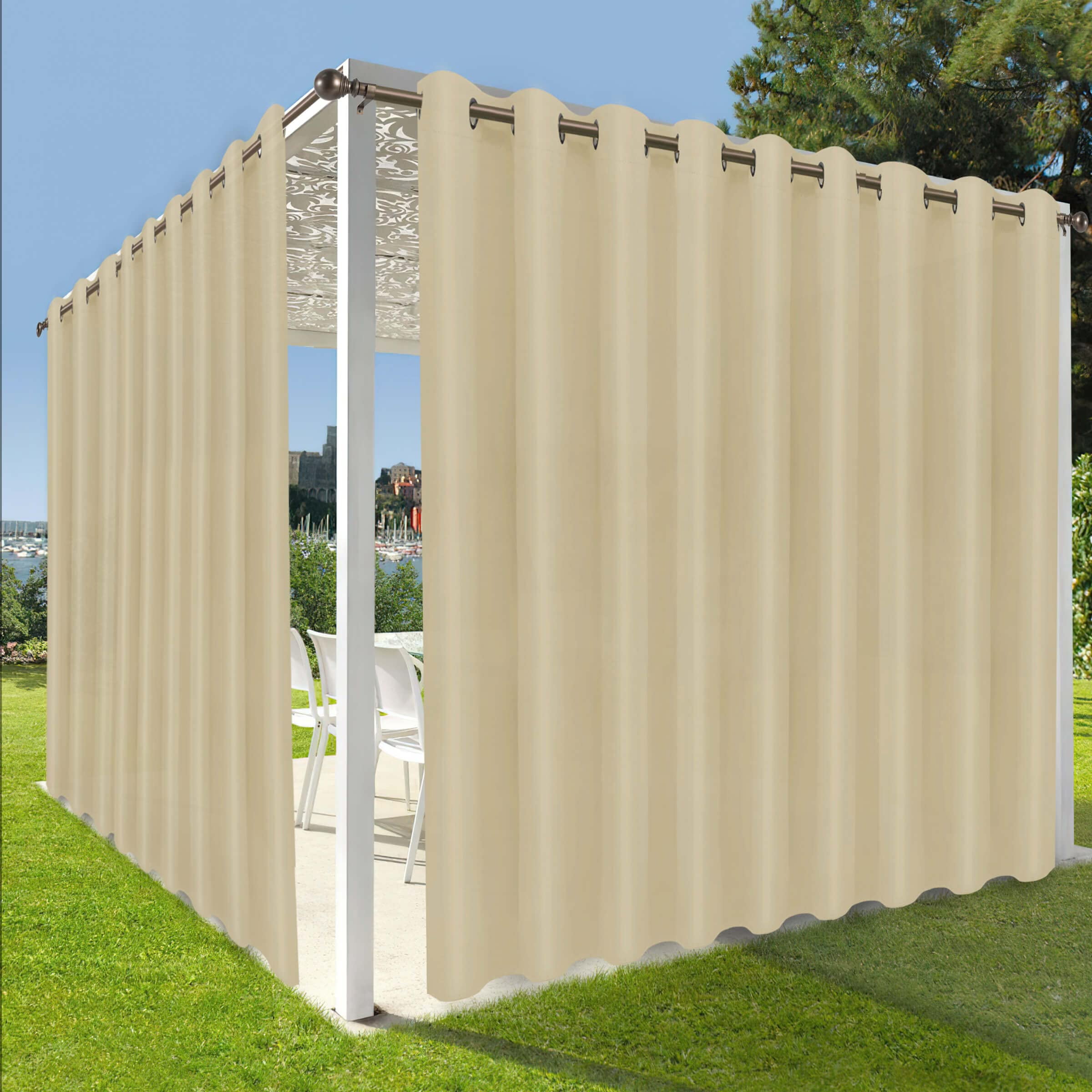 OutdoorLines Waterproof Indoor Outdoor Curtains for Patio-Privacy Sun ...