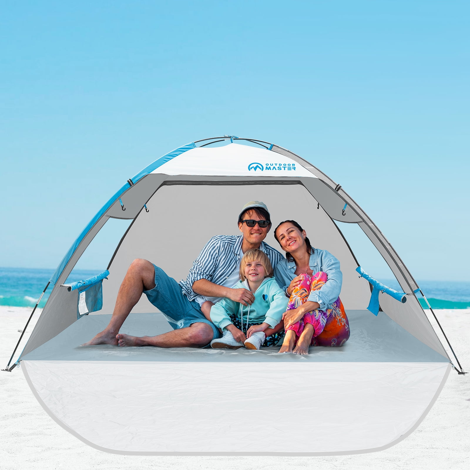OutdoorMaster Beach Tent for 3 Person with 2 Doors - Easy Setup and Portable Beach Shade Sun ...