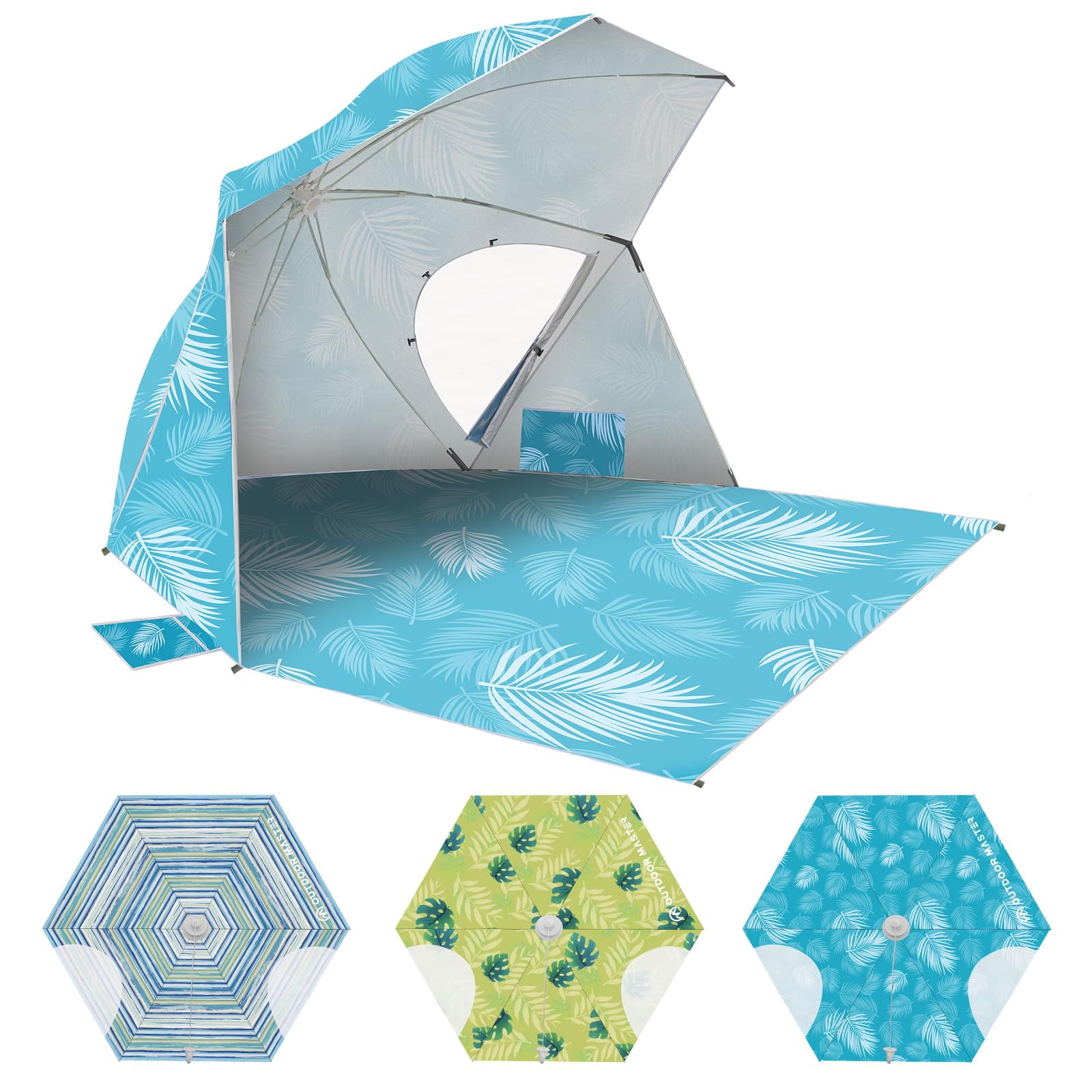 OutdoorMaster Pop Up Beach Umbrella, Portable Umbrella Shelter, Beach ...