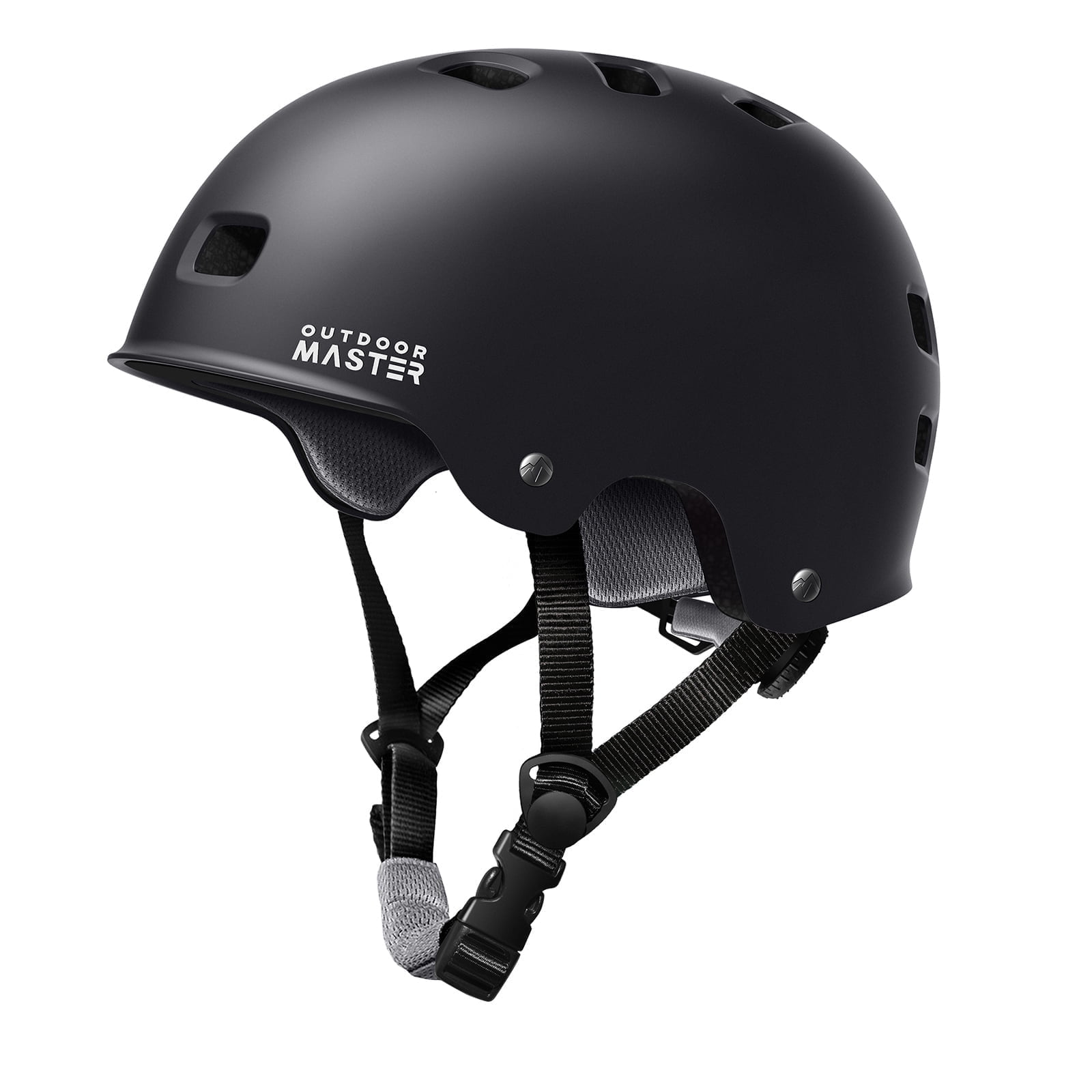 OutdoorMaster Skateboard Cycling Helmet, Size Large, Black, Ventilated ...