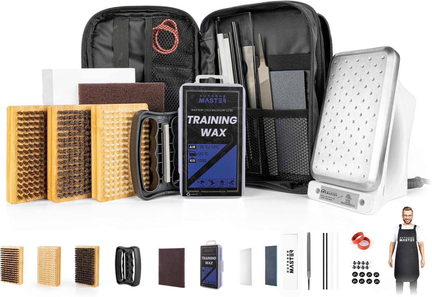OutdoorMaster Ski Snowboard Tuning and Waxing Kit with Waxing Iron ...