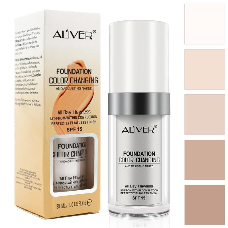 Outdoorfun Aliver Liquid Foundation, Color Changing, Light coverage ...