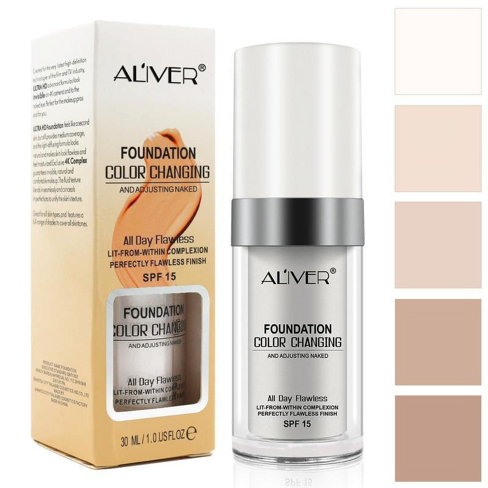 Outdoorfun Aliver Liquid Foundation, Color Changing, Light coverage ...