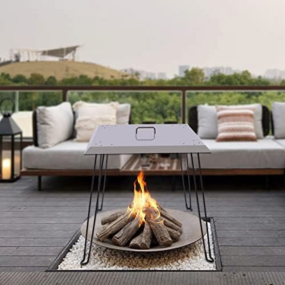 Outdoors Fire Pit Heat Deflector, Fire Pit Burner Cover Square for Drop ...