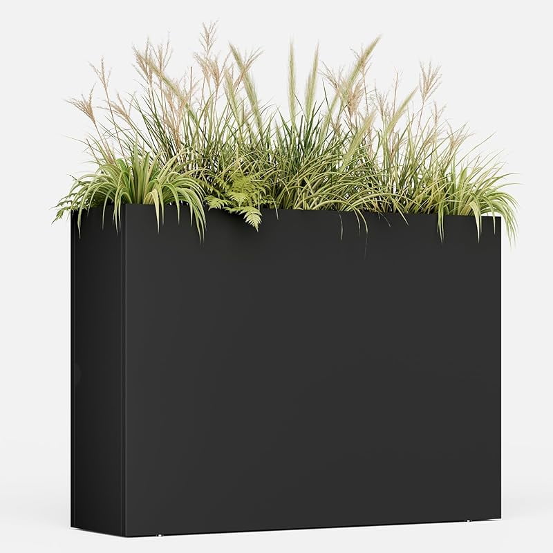 for Outdoors, Large Metal Planter Box 36”L x 10”W x 26”H Tall Rectangle ...