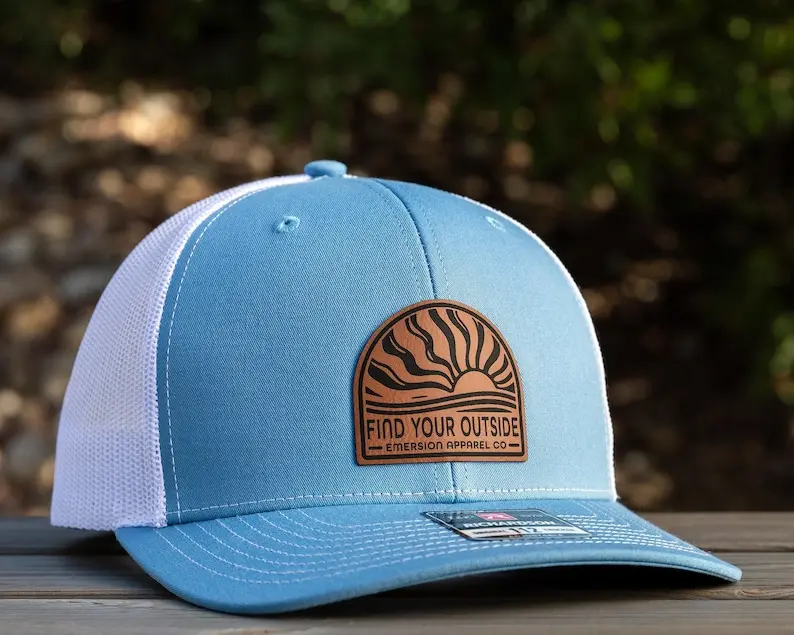 Outdoors Patch Hat, Nature Trucker Cap, Leather Patch Hat, Richardson ...