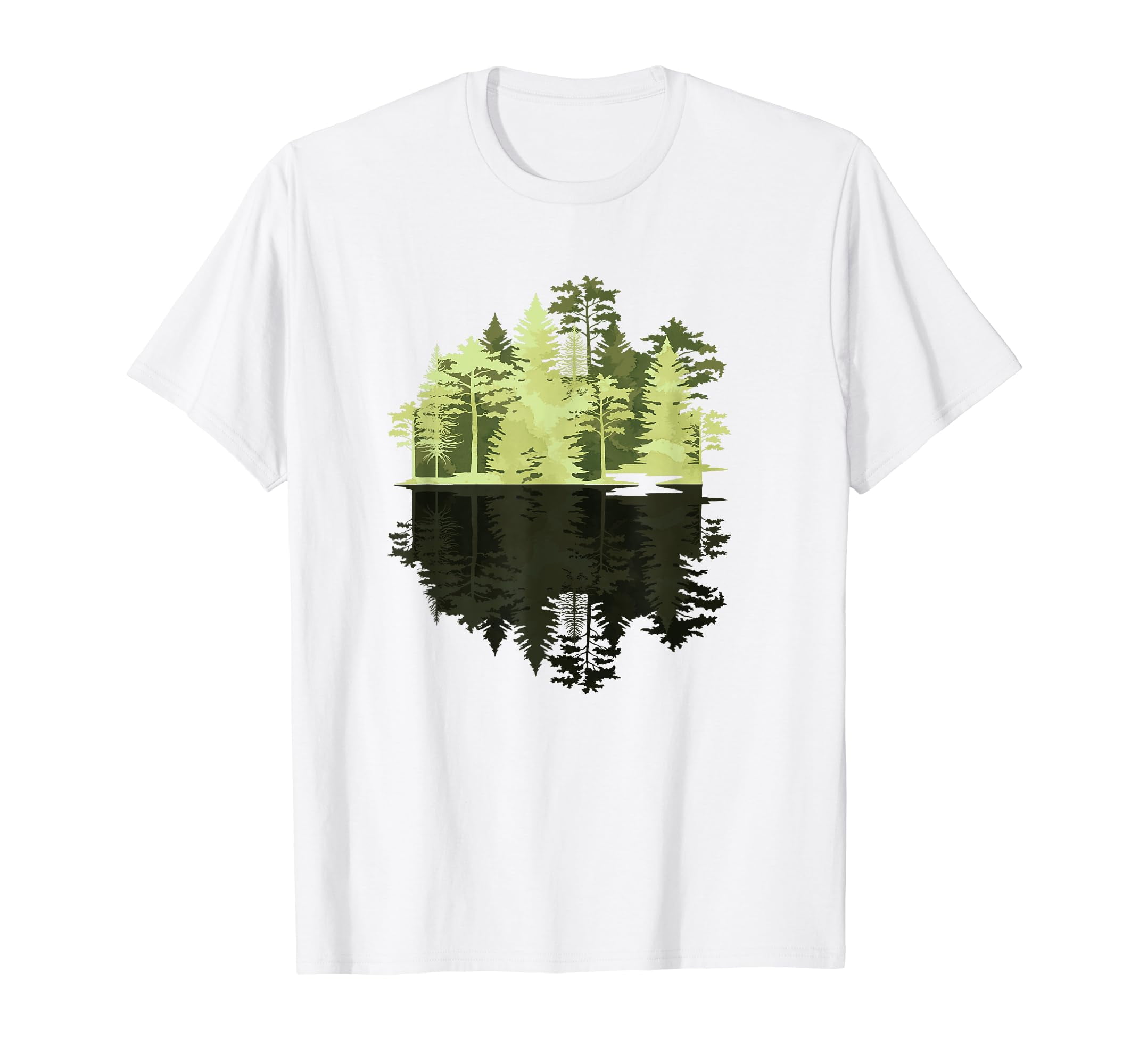 Outdoors Wildlife Trees Nature Reflection Forest White T-Shirt Cotton ...