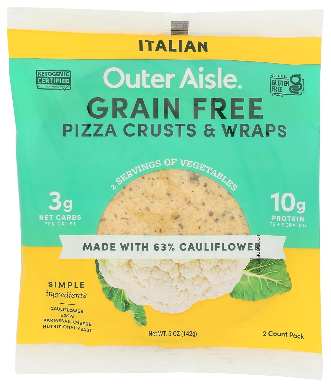 Outer Aisle Cauliflower Pizza Crusts, Keto & Gluten-Free Pizza Base, 5 ...
