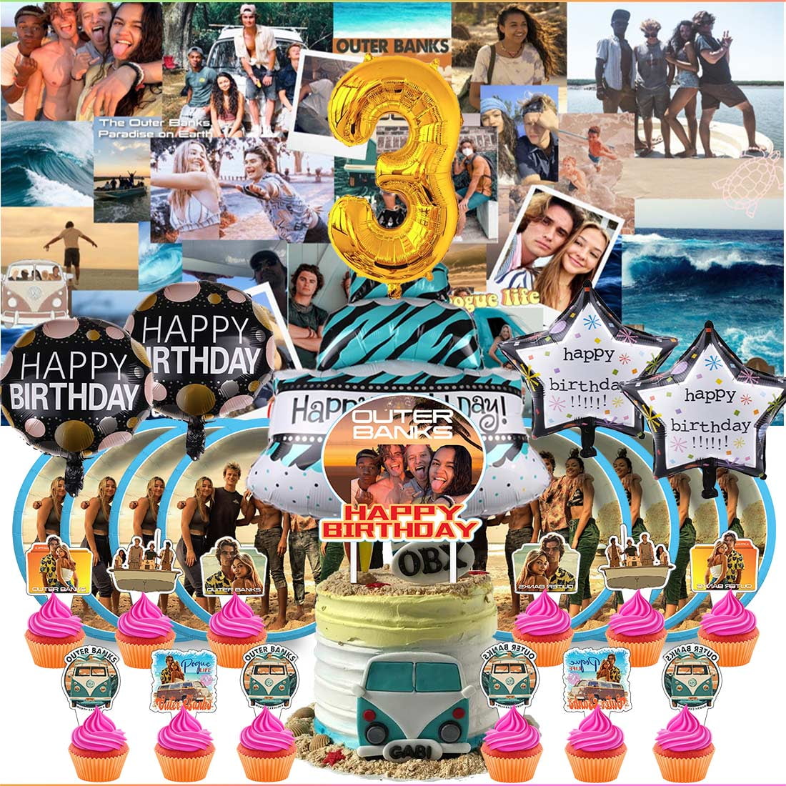 Outer Banks 3rd Tableware Balloons Cake Toppers Backdrop Banner ...