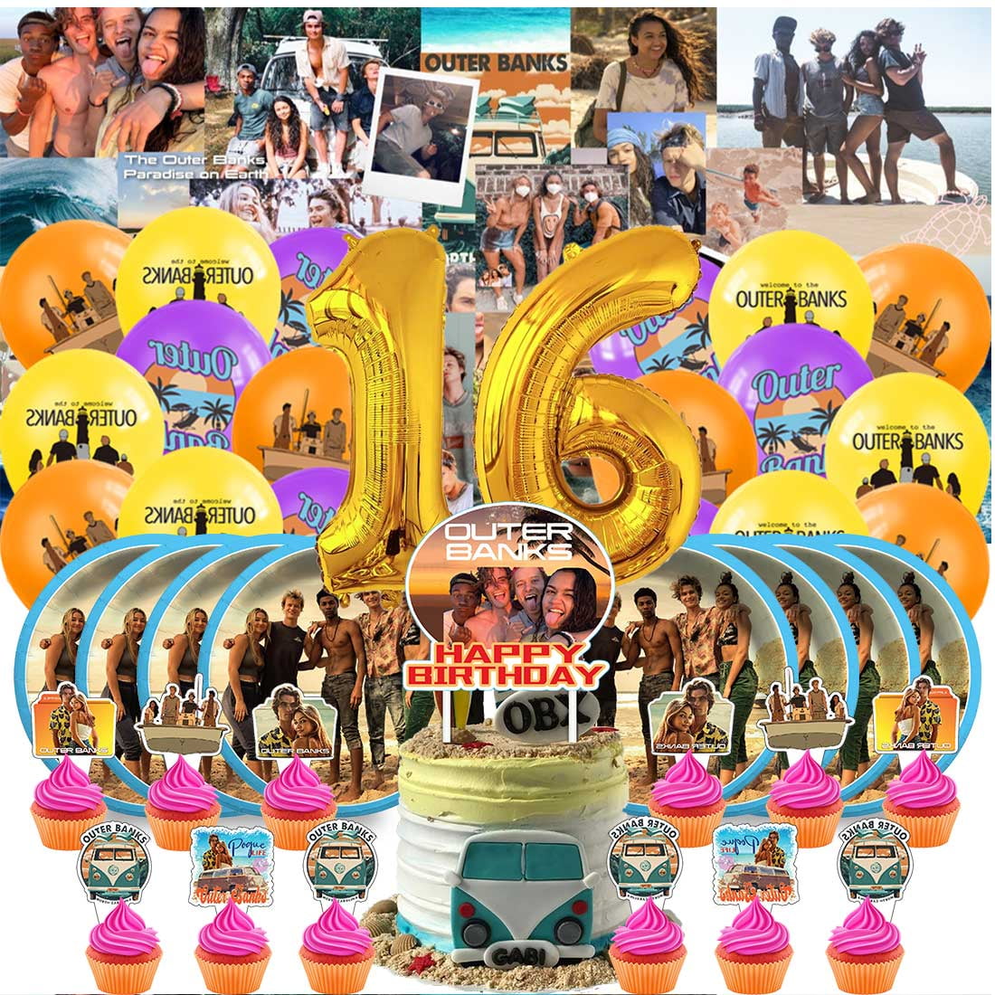 Outer Banks Balloons Party Supplies 16th Decor Tableware Birthday Cake ...