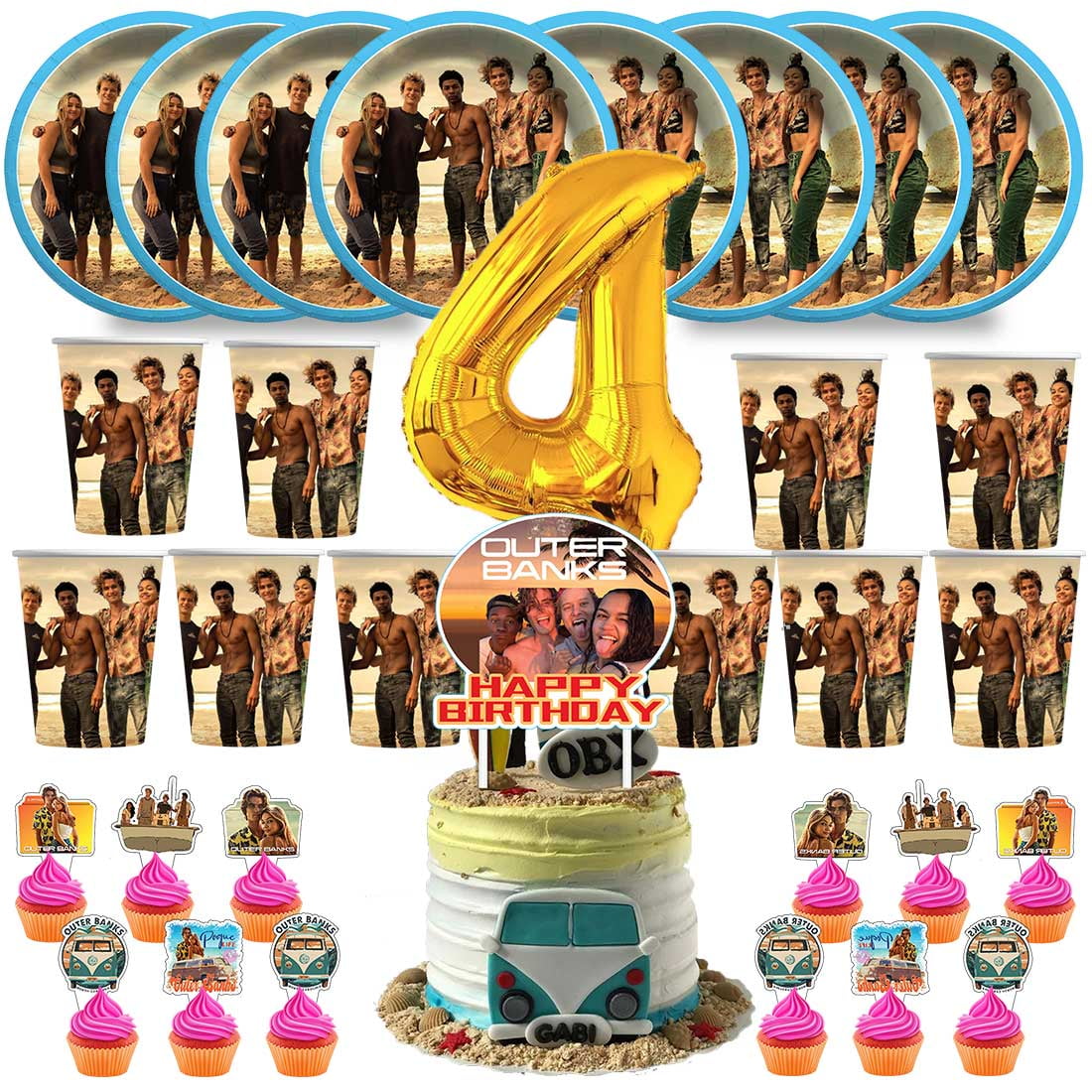 Outer Banks Birthday 4th Cups Party Supplies Plates Fans Decorations ...