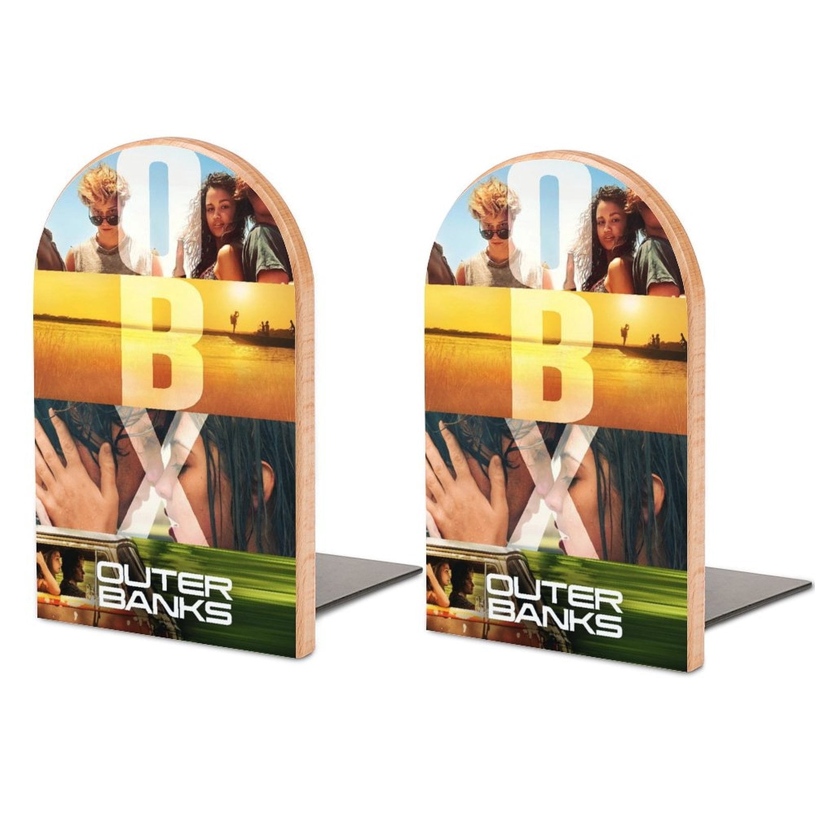 Outer Banks Bookends Wood Book Divider Decor Shelves Non-Skid Book ...