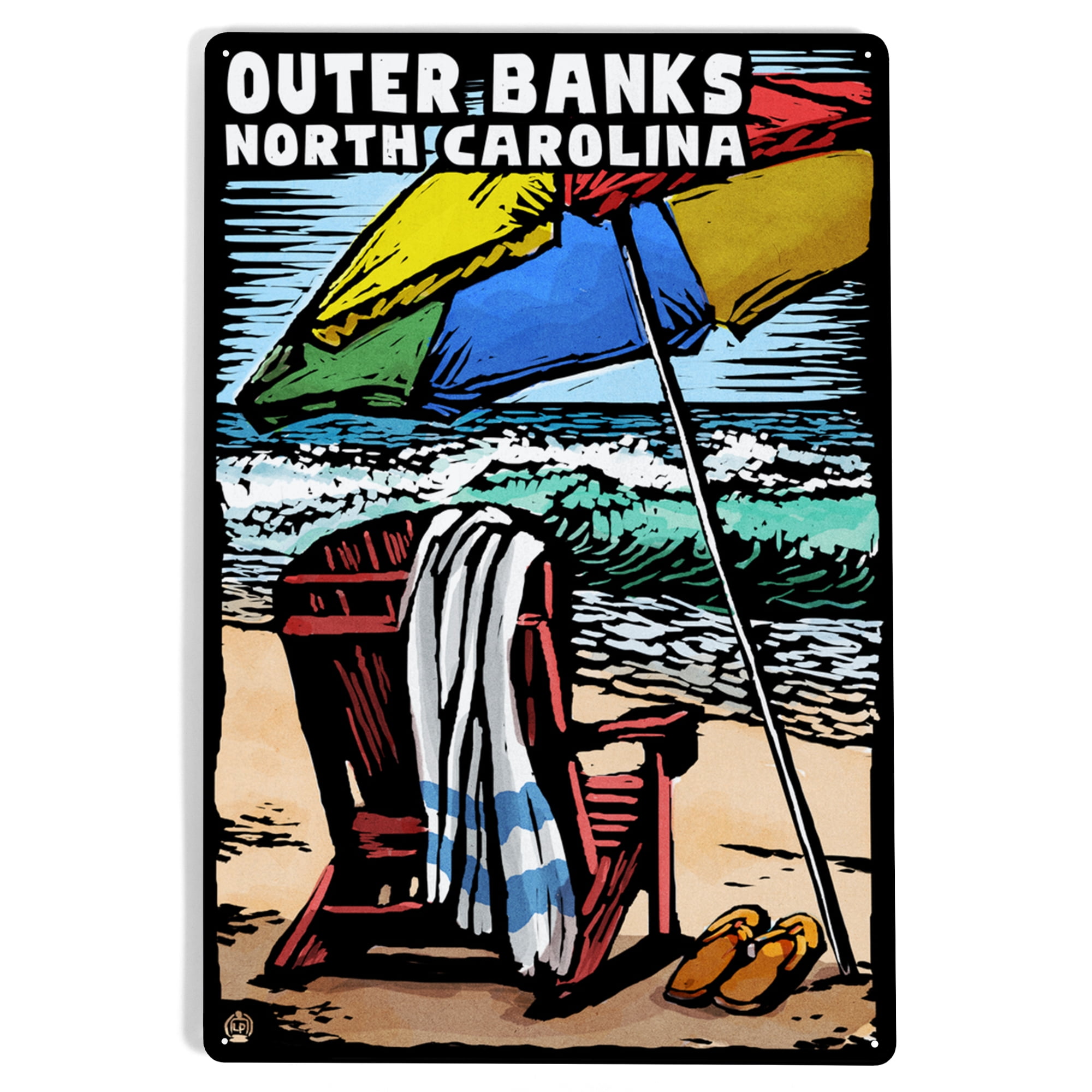 Outer Banks, North Carolina, Beach Chair, Scratchboard (12x18 Aluminum ...