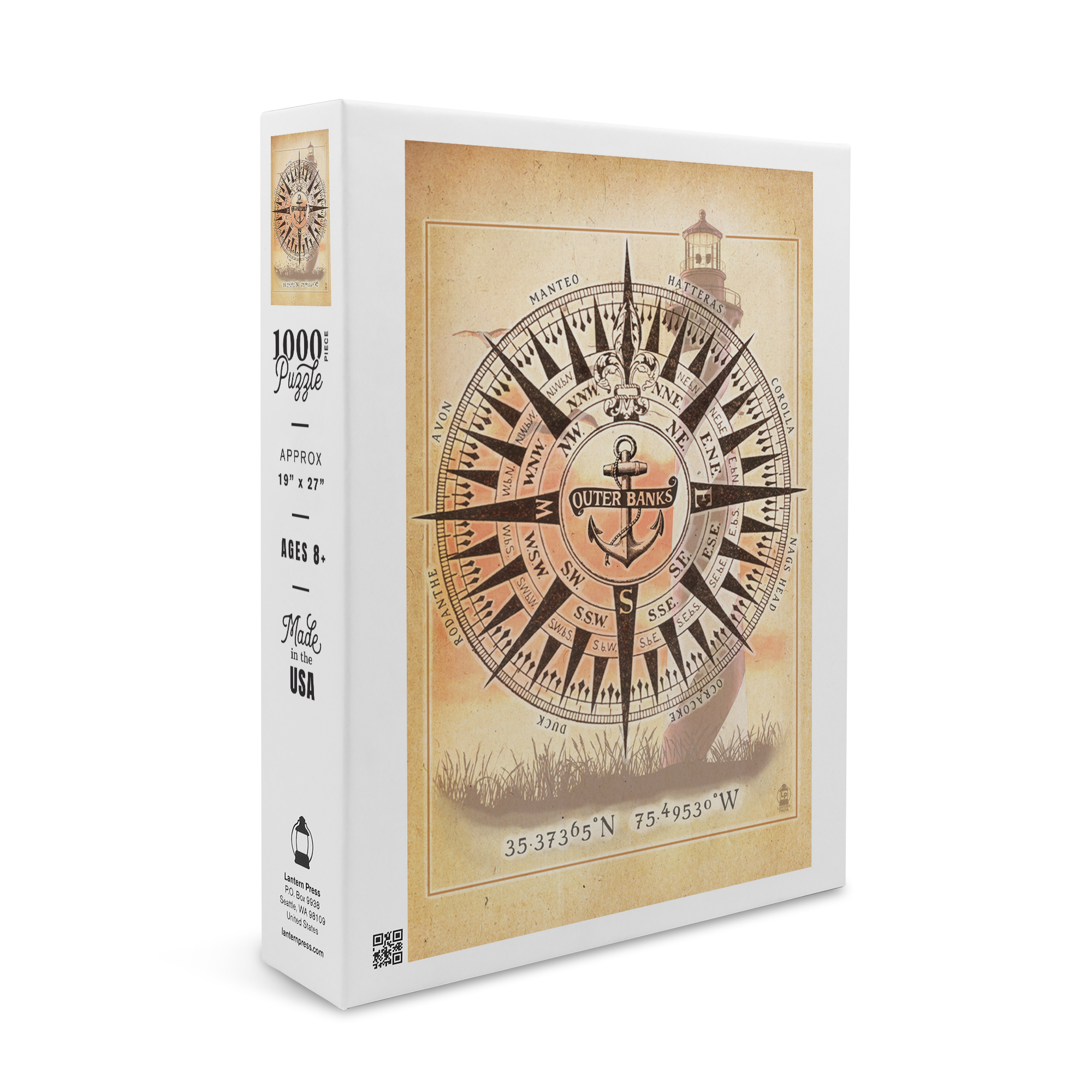 Outer Banks, North Carolina, Compass (1000 Piece Puzzle, Size 19x27 ...
